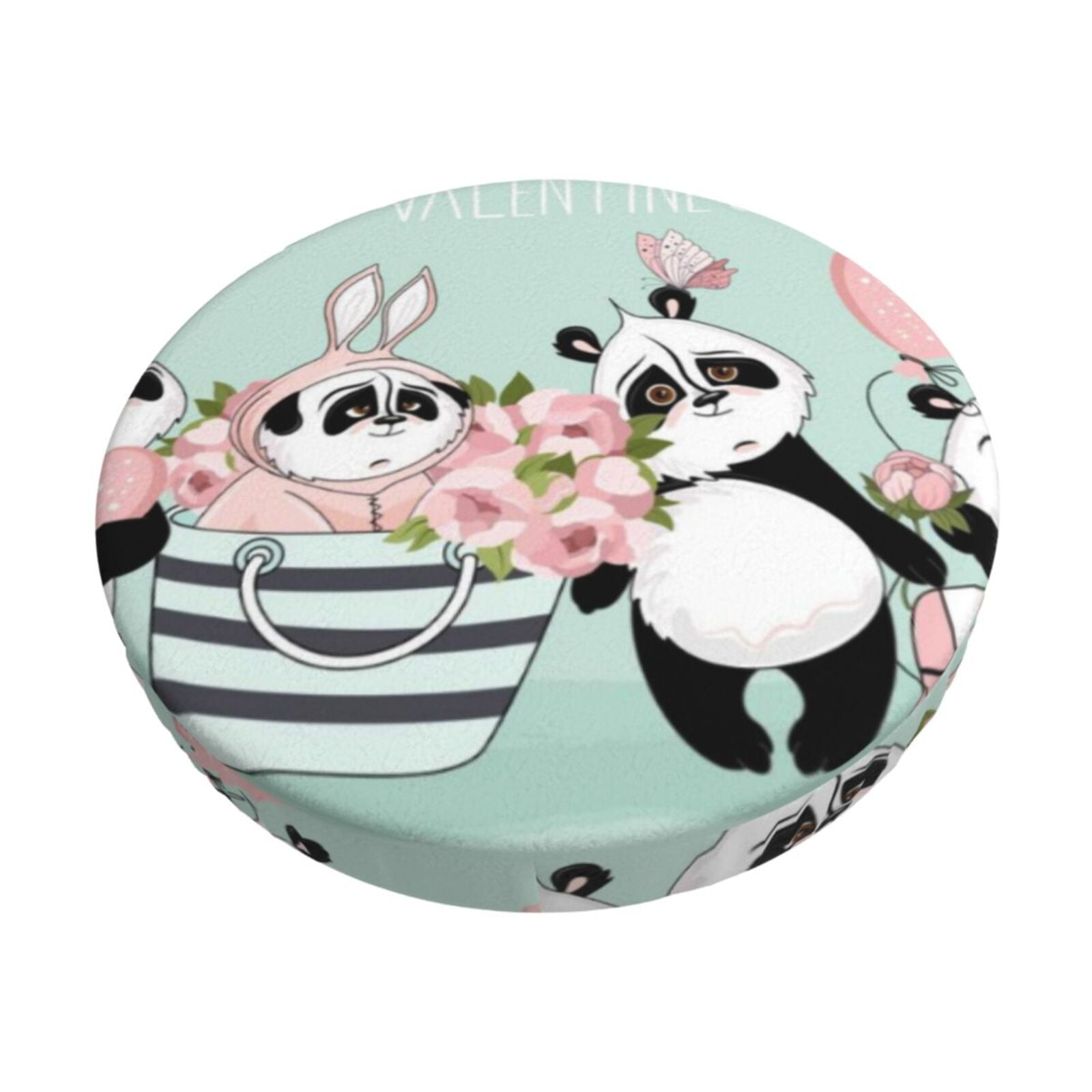 Balery Cute Panda Velvet Round Bar Chair Cushion Cover Adjustable ...
