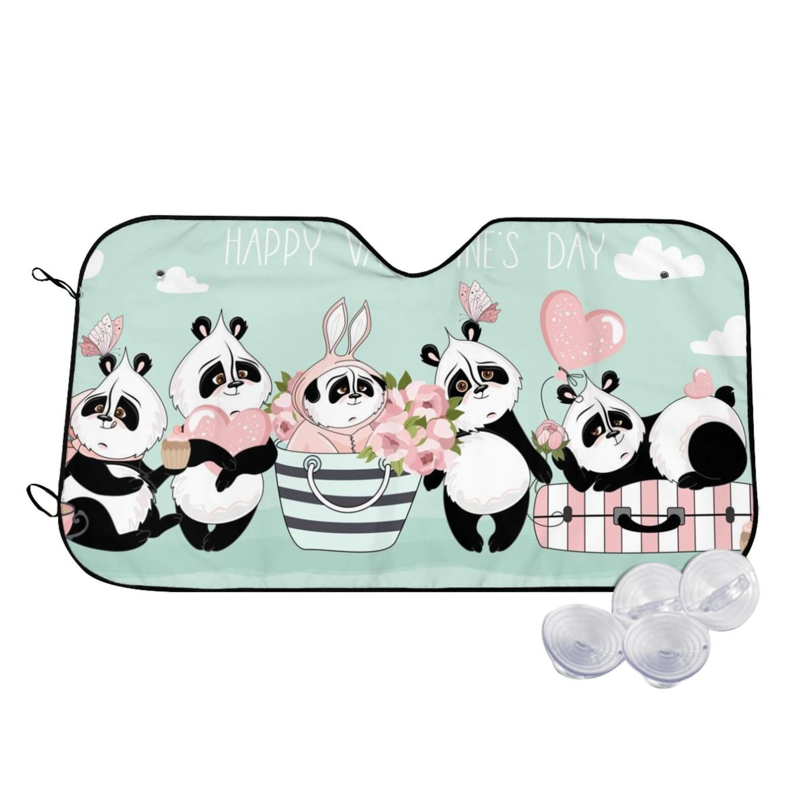 Balery Cute Panda Windshield Sun Shade, Car Front Window Sunshade Cover ...