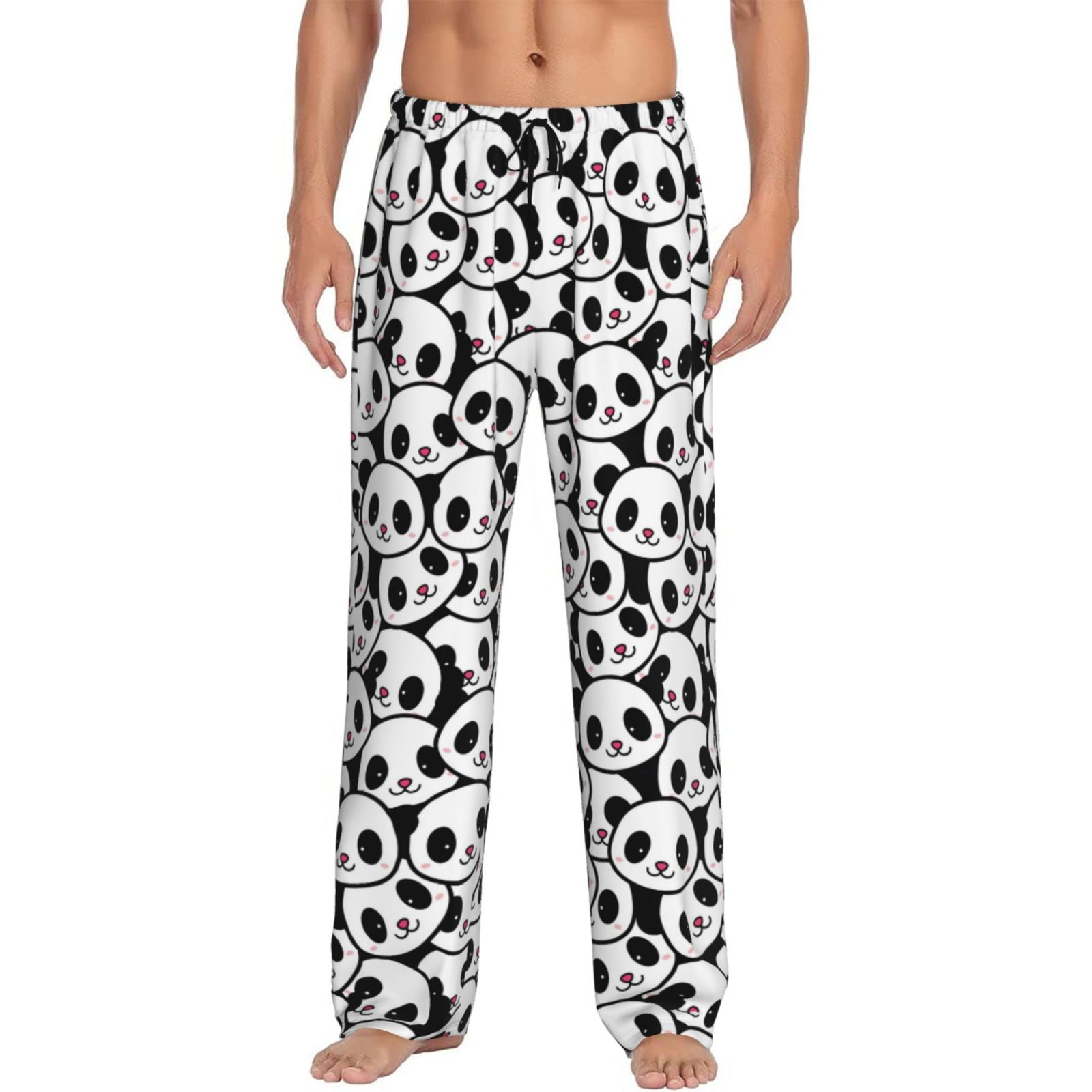 Balery Cute Panda Face print Men's Pajama Pants,Ultra Lightweight Pjs ...