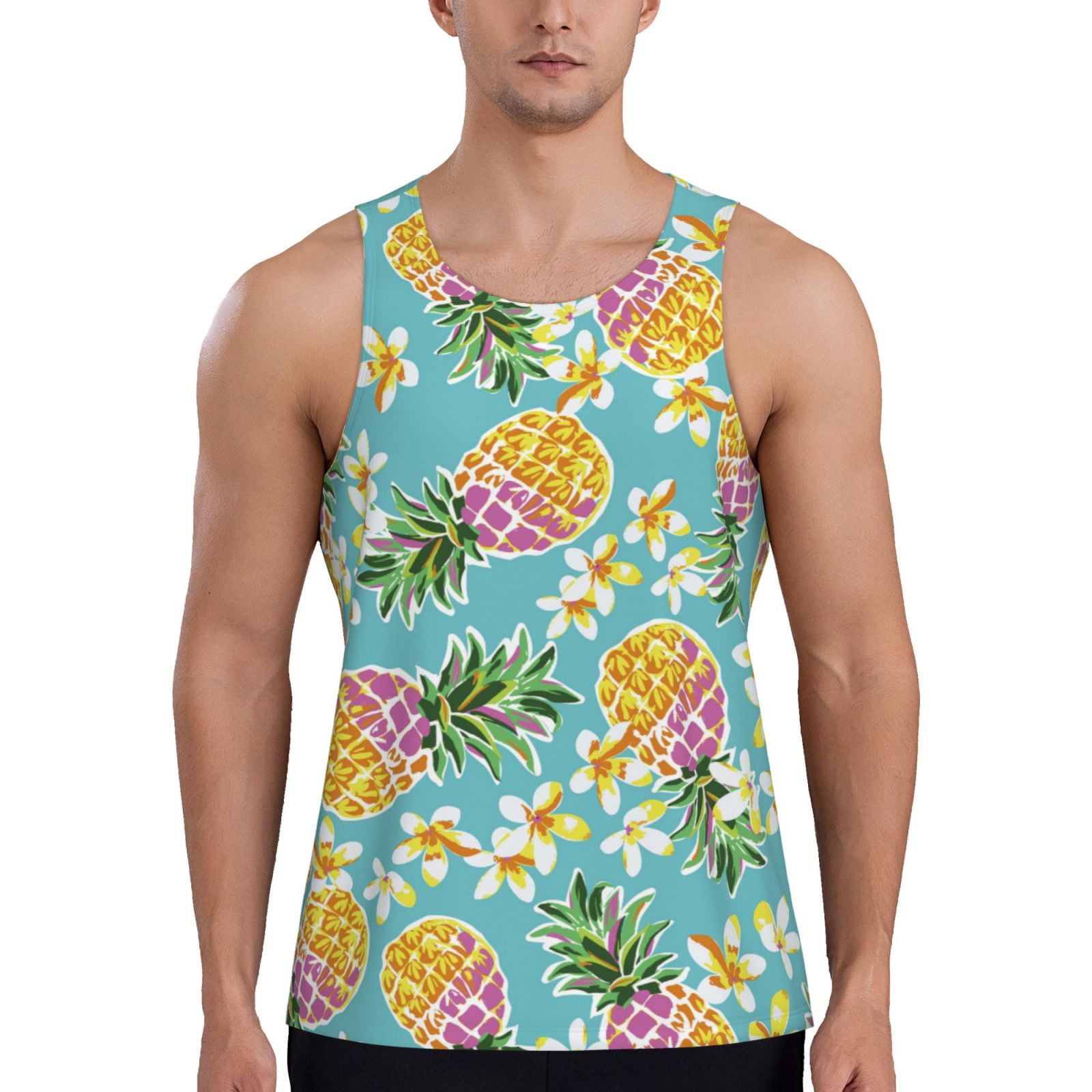 Balery Cute Pineapples Pattern Men's Workout Tank Top Gym Muscle Tee Fitness Bodybuilding ...