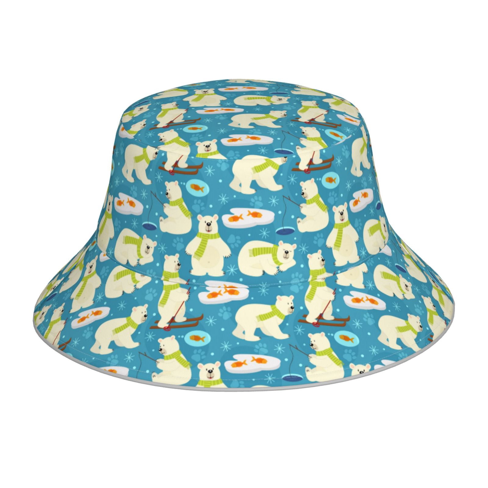 Balery Cute Polar Bear Fishing Sun Hats for Men Women Bucket Hat UPF 50 ...