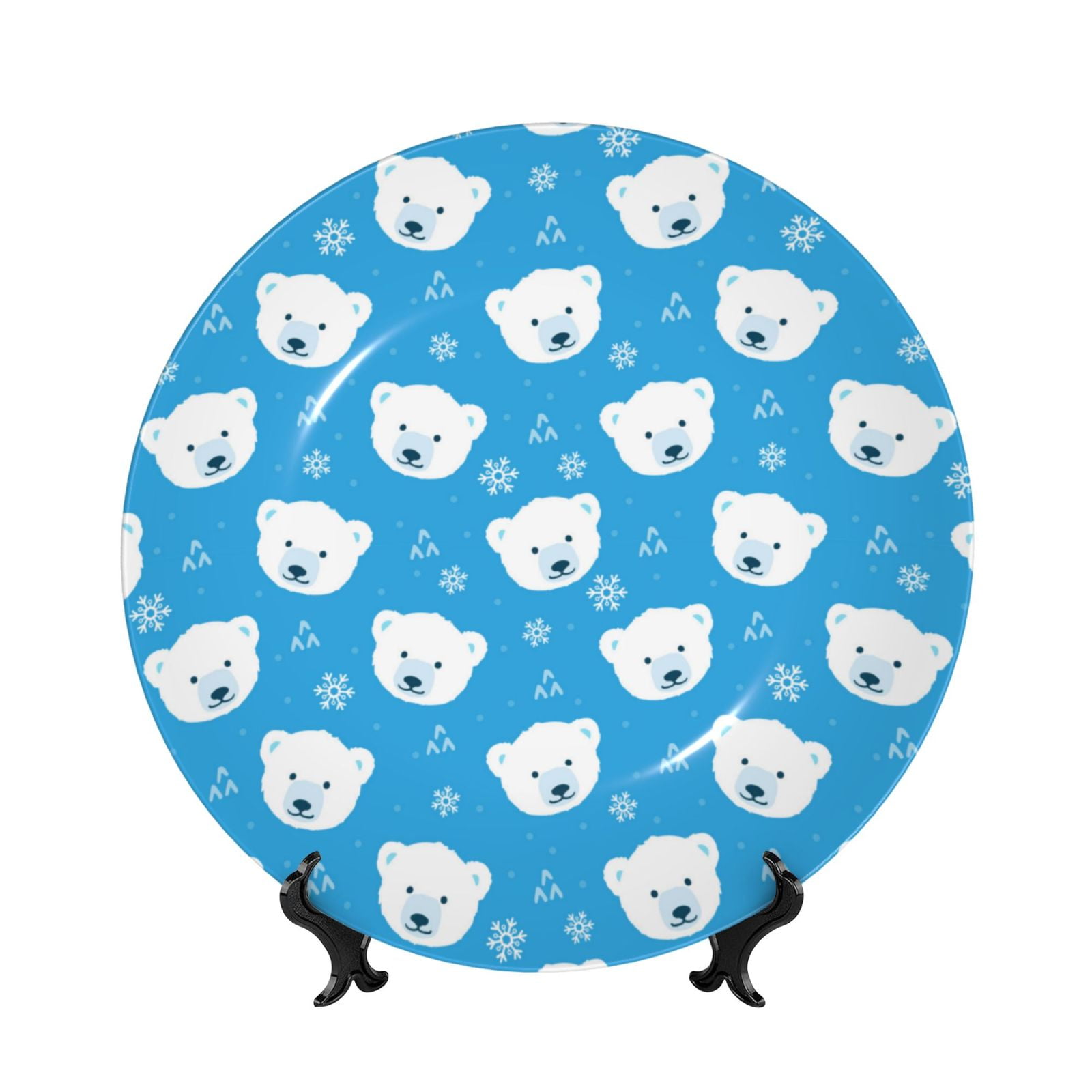 Balery Cute Polar Bear Print Bone China Decorative Plate Ceramic Dinner ...