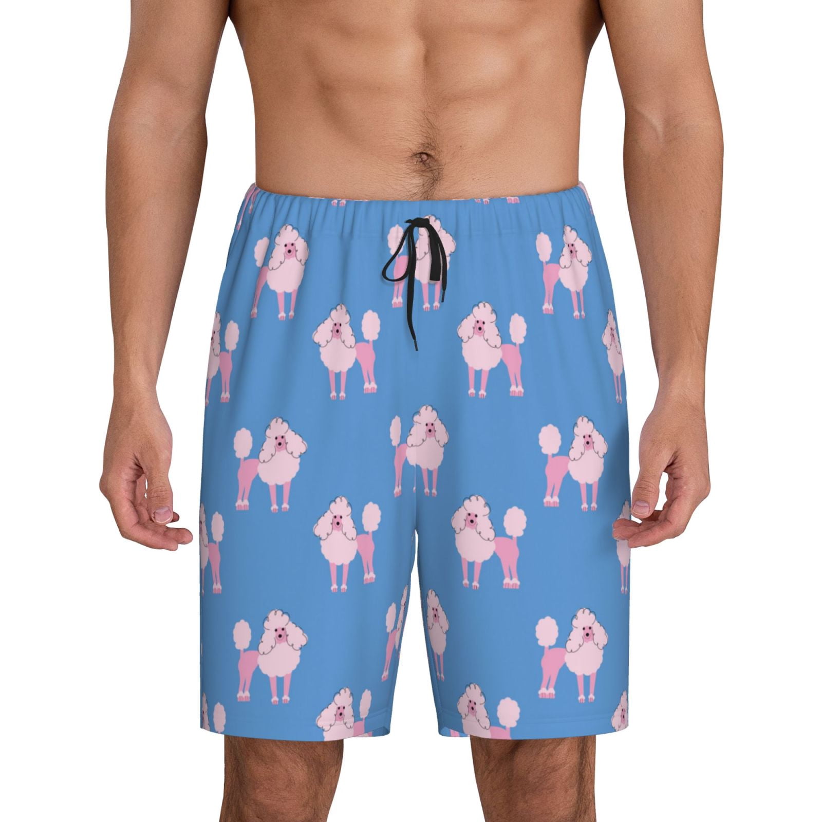 Balery Cute Poodle Dog Men's Cotton Knit Pajama Shorts Waistband ...