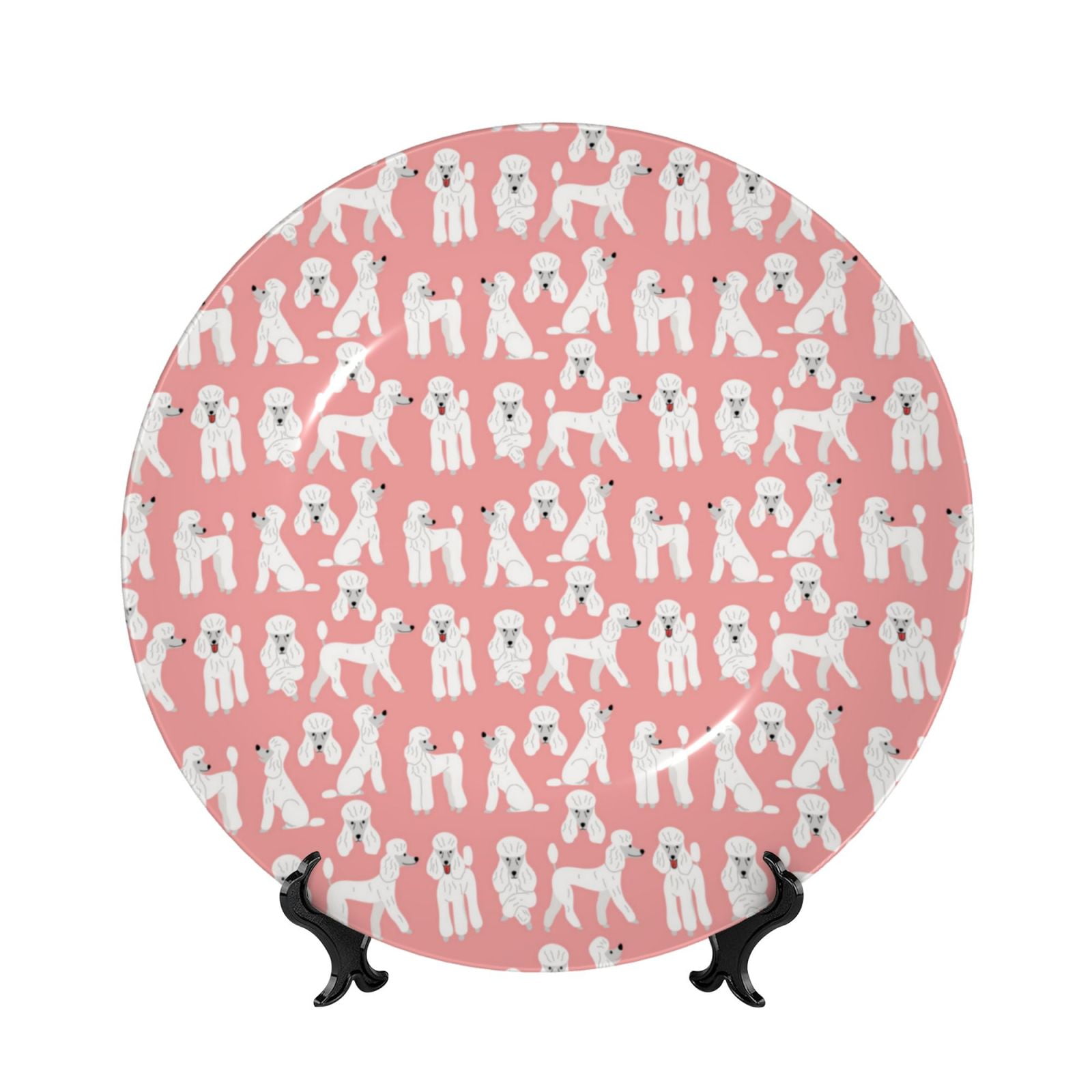 Balery Cute Poodle Dog Print Bone China Decorative Plate Ceramic Dinner ...