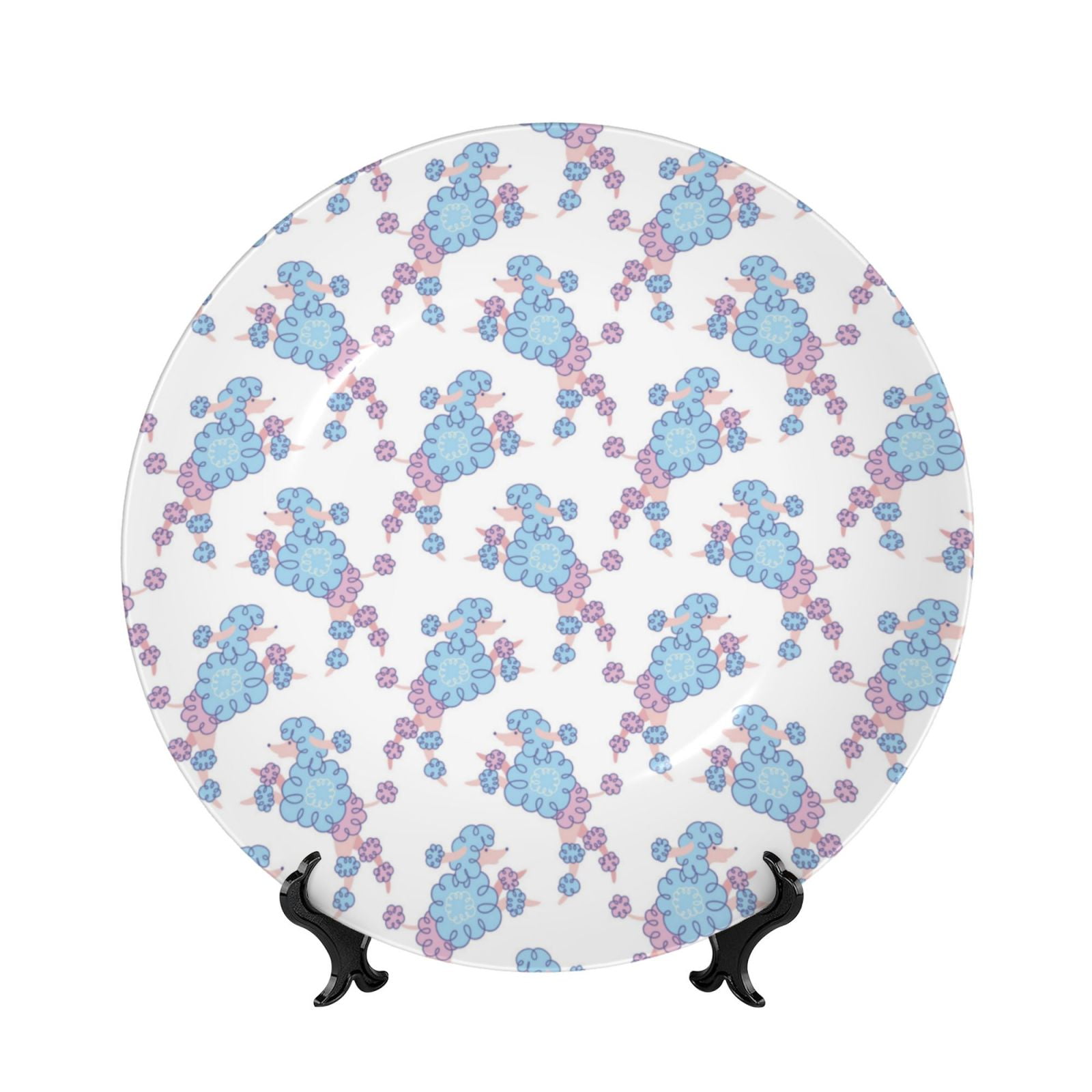 Balery Cute Poodle Dog Print Bone China Decorative Plate Ceramic Dinner ...