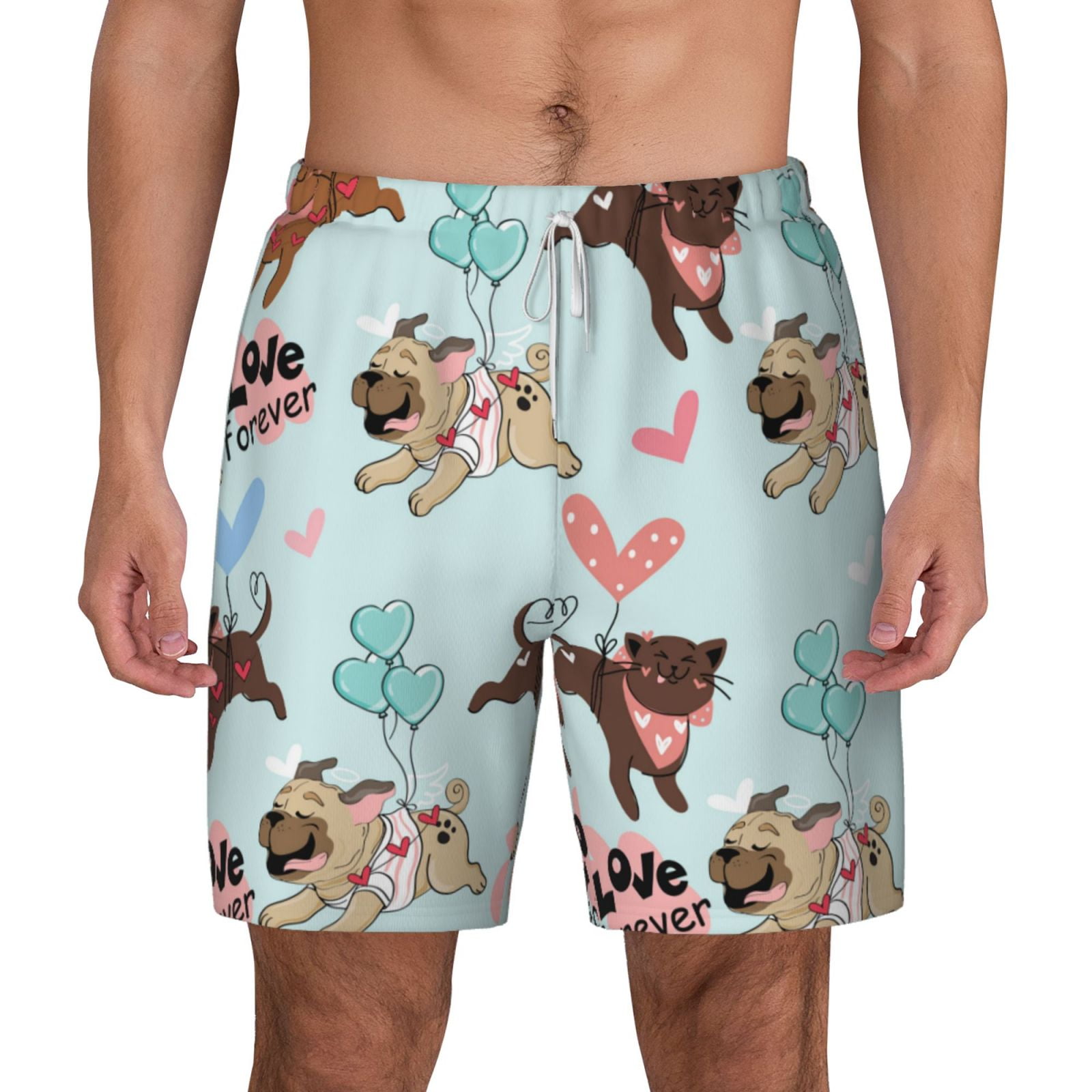 Balery Cute Pug Dogs Mens Swim Trunks Swim Shorts for Men Quick Dry ...