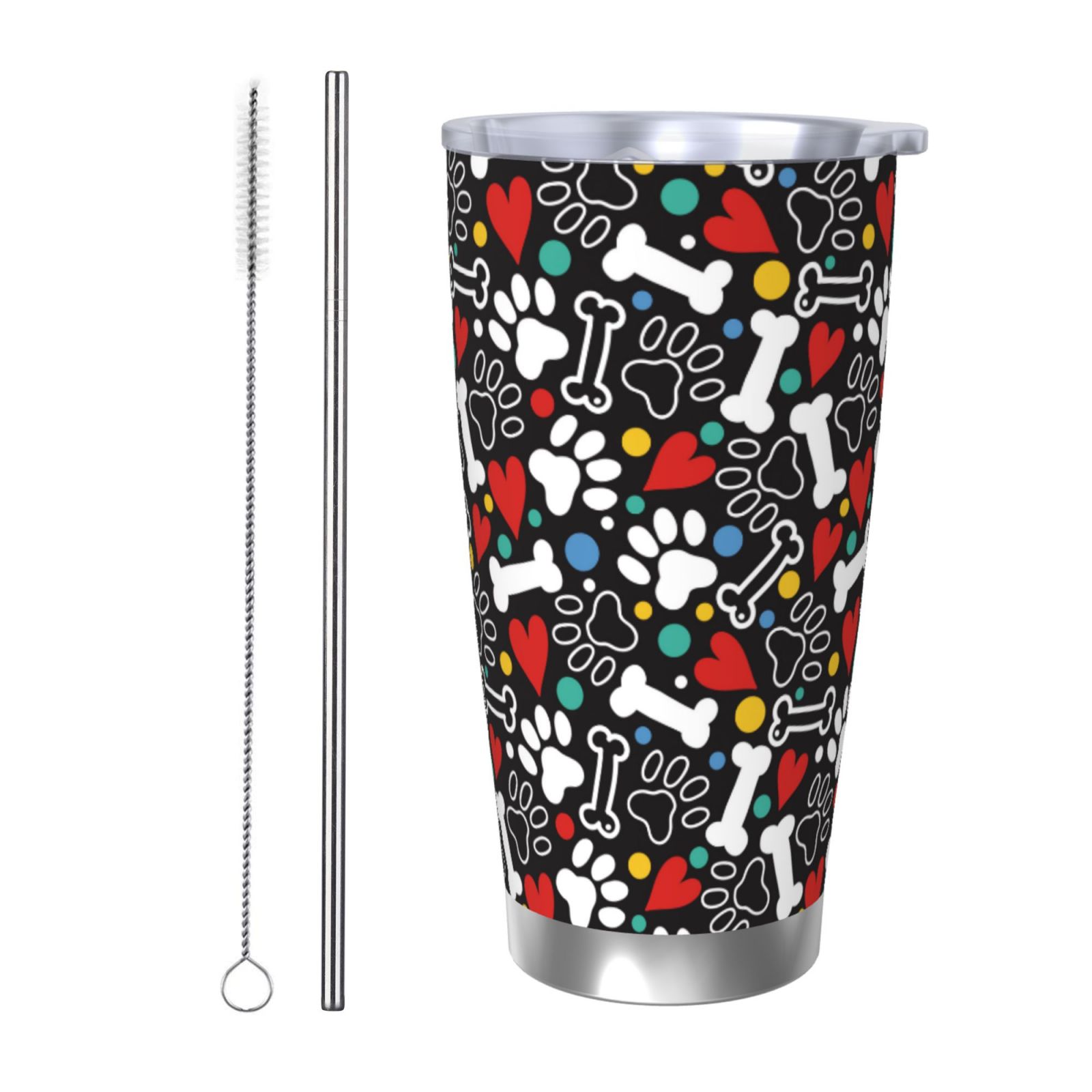 Balery Cute Puppy Footprints Pattern 20oz Insulated Car Cup with Dual ...