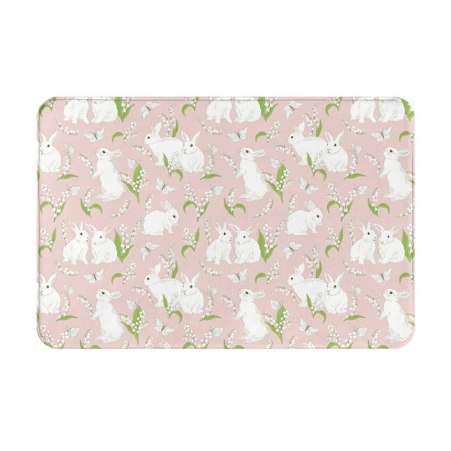 Balery Cute Rabbit Doormat, Durable Flannel Fabric, Waterproof Stain ...