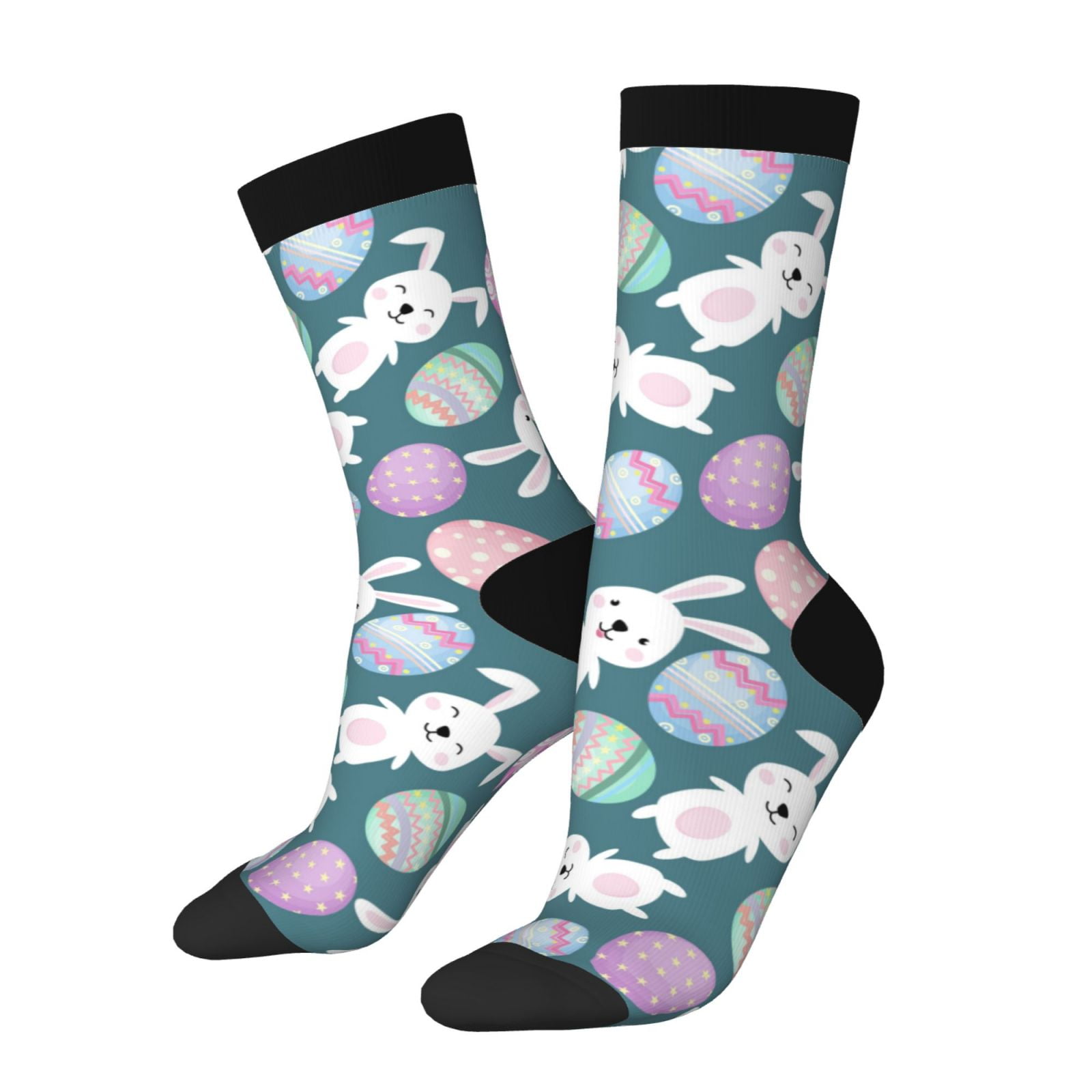 Balery Cute Rabbit Easter Pattern Crew Socks Unisex– Soft & Breathable ...