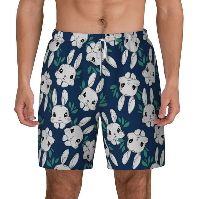 Balery Cute Rabbit Mens Swim Trunks Swim Shorts for Men Quick Dry ...