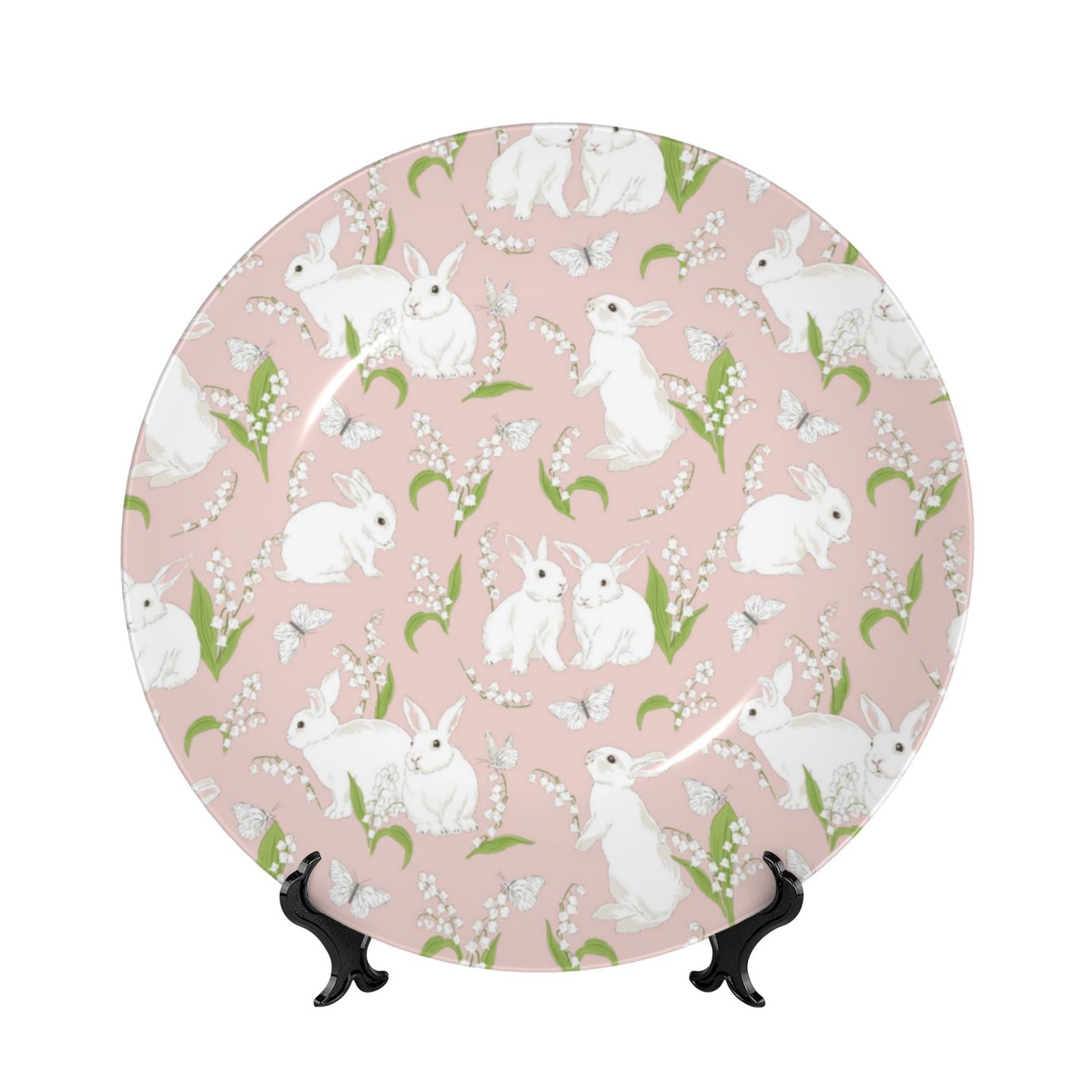 Balery Cute Rabbit Print Bone China Decorative Plate Ceramic Dinner ...