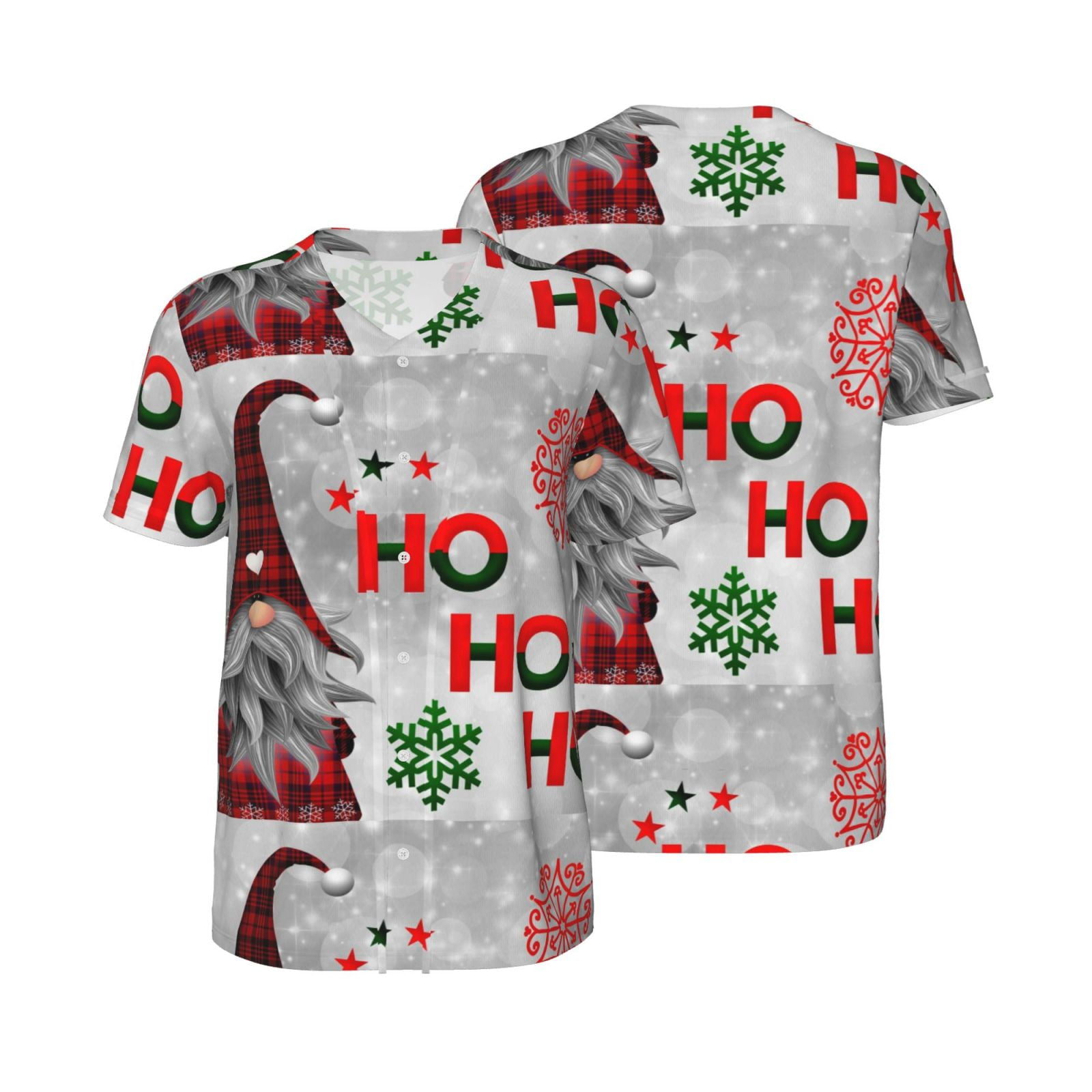 Balery Cute Santa Baseball Jersey for Men Casual Button Down Shirts ...