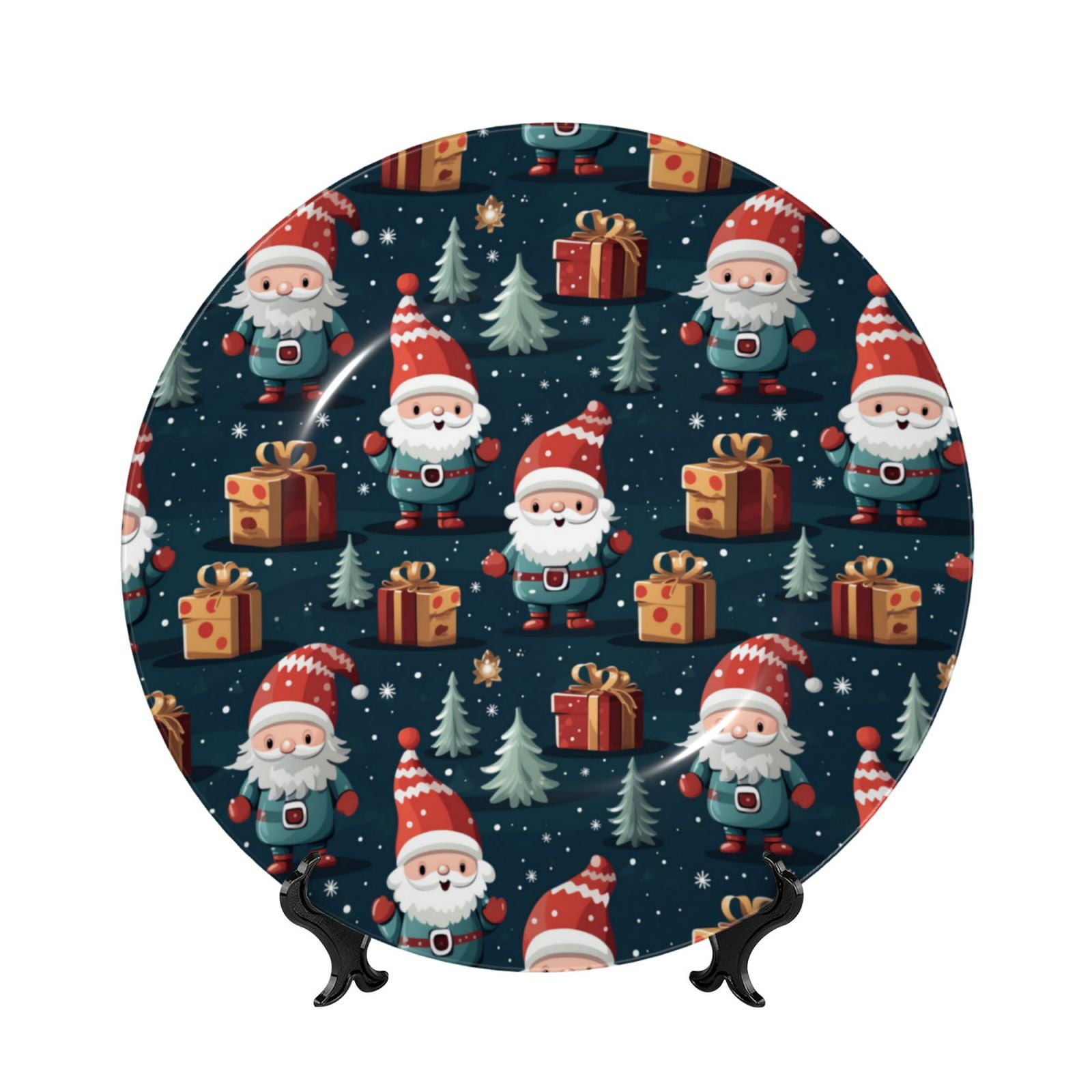 Balery Cute Santa Claus Gift Print Bone China Decorative Plate Ceramic ...