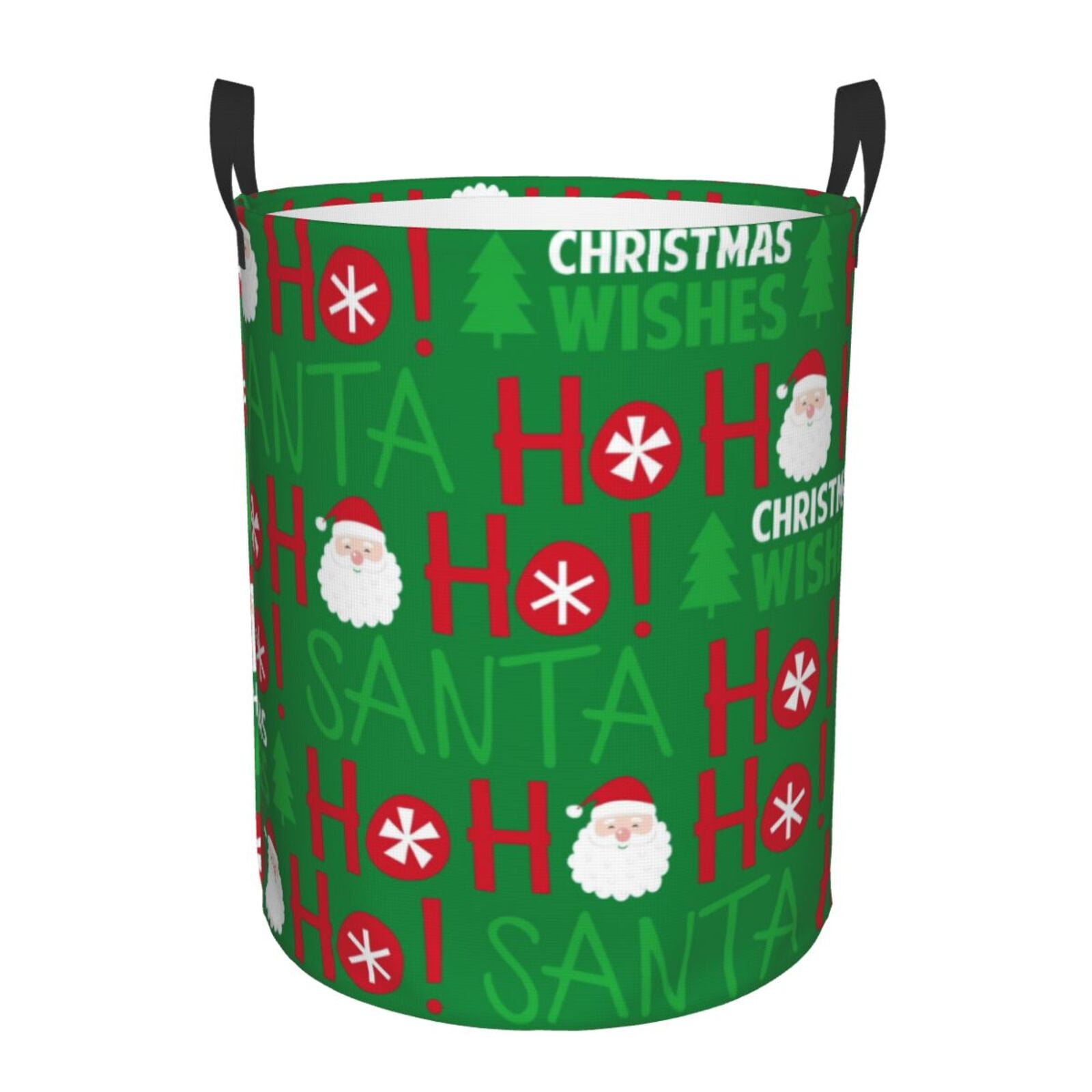Balery Cute Santa Round Laundry Basket with Handles Waterproof ...