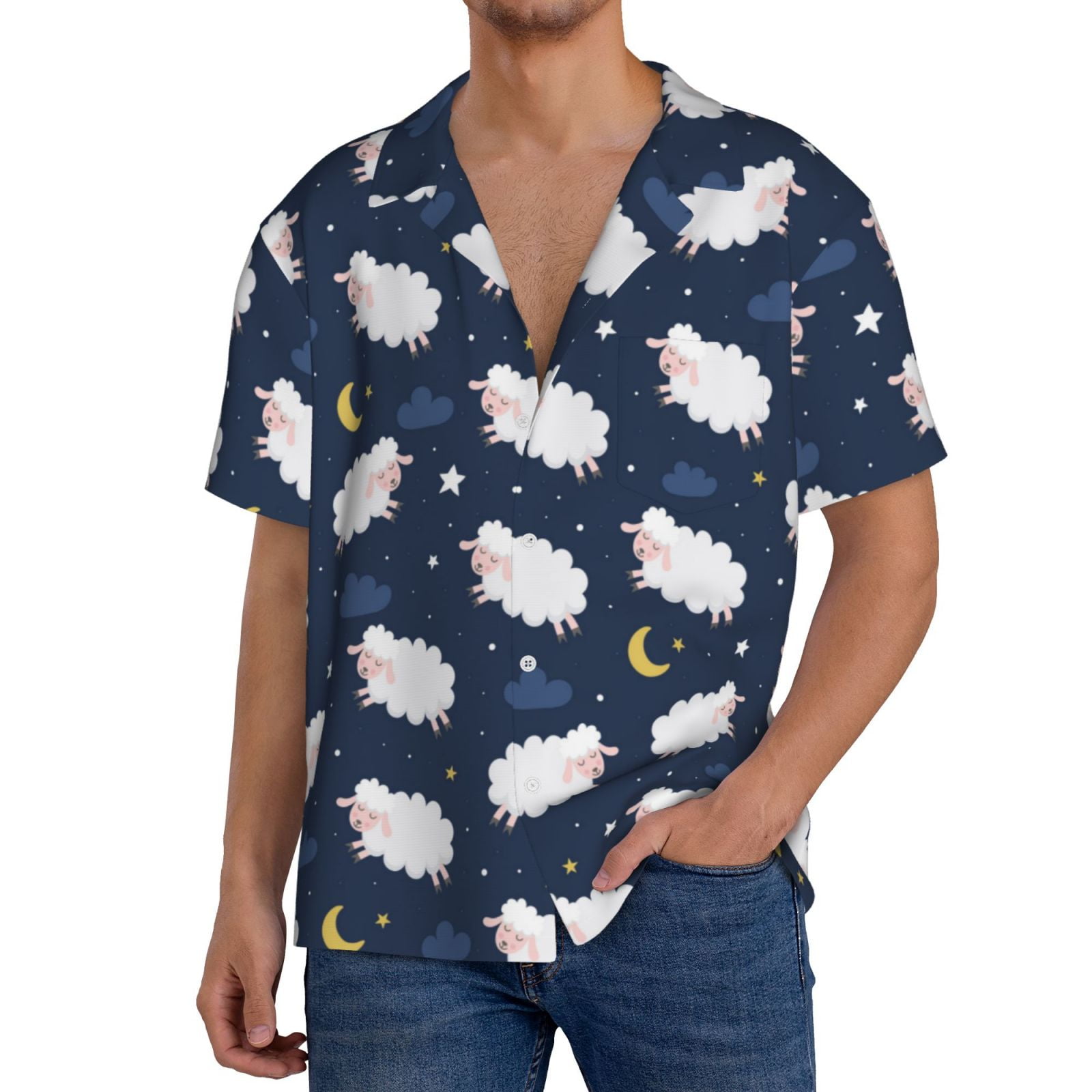 Balery Cute Sheep 1 Men's Casual Button Down Shirt Short Sleeve ...