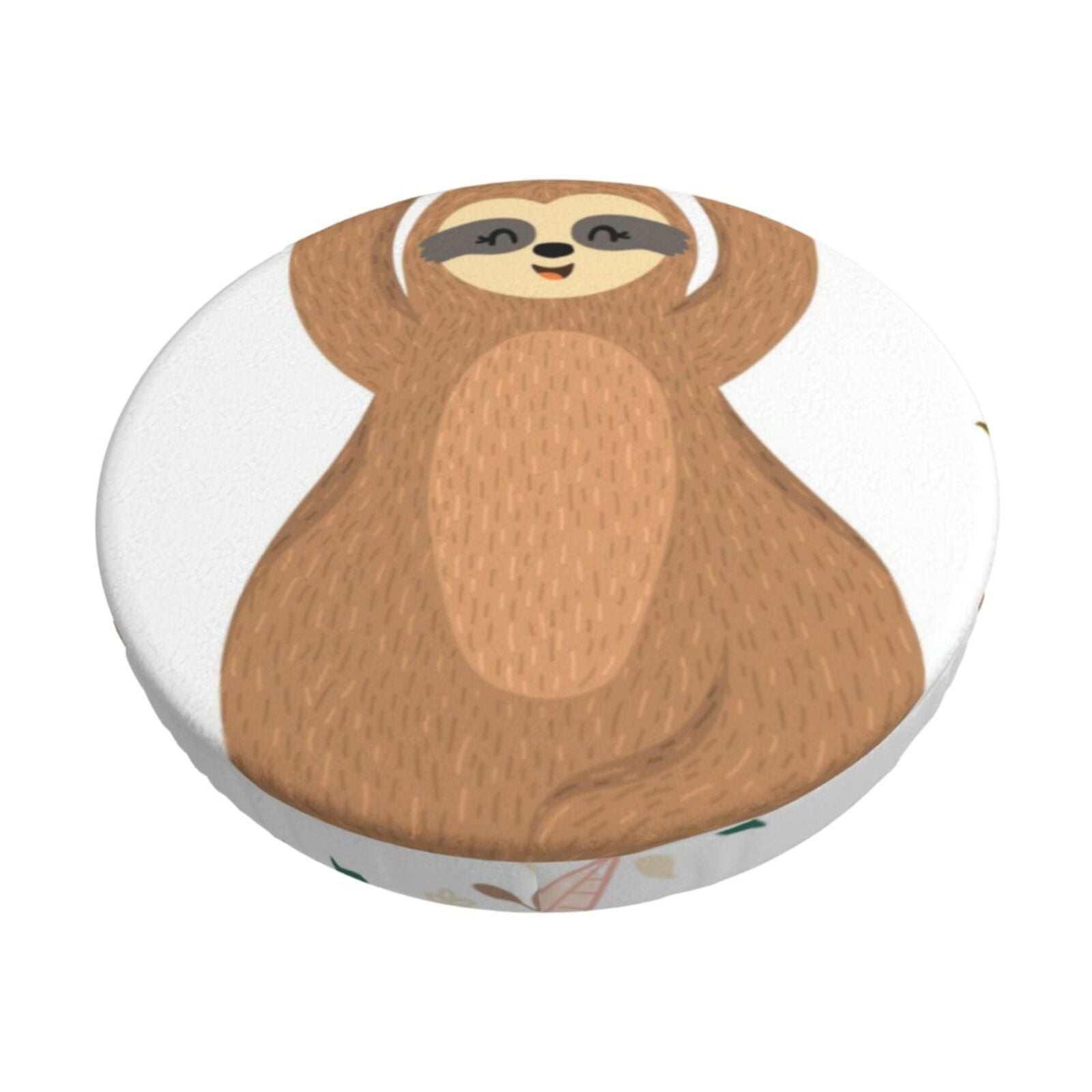 Balery Cute Sloth In Yoga Pose Tree Round Bar Stool Seat Covers Velvet ...