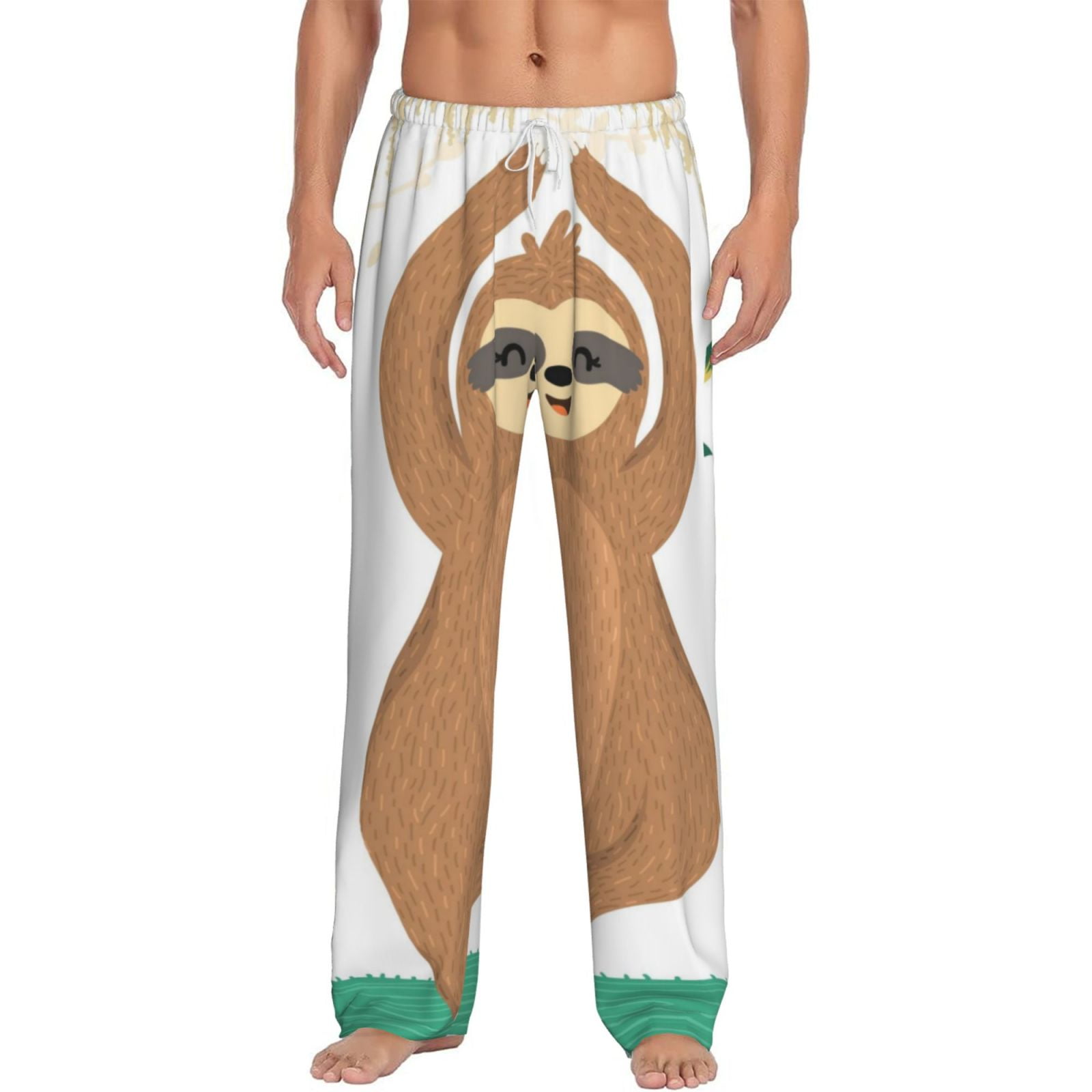 Balery Cute Sloth In Yoga Pose Tree print Men's Pajama Pants,Ultra ...