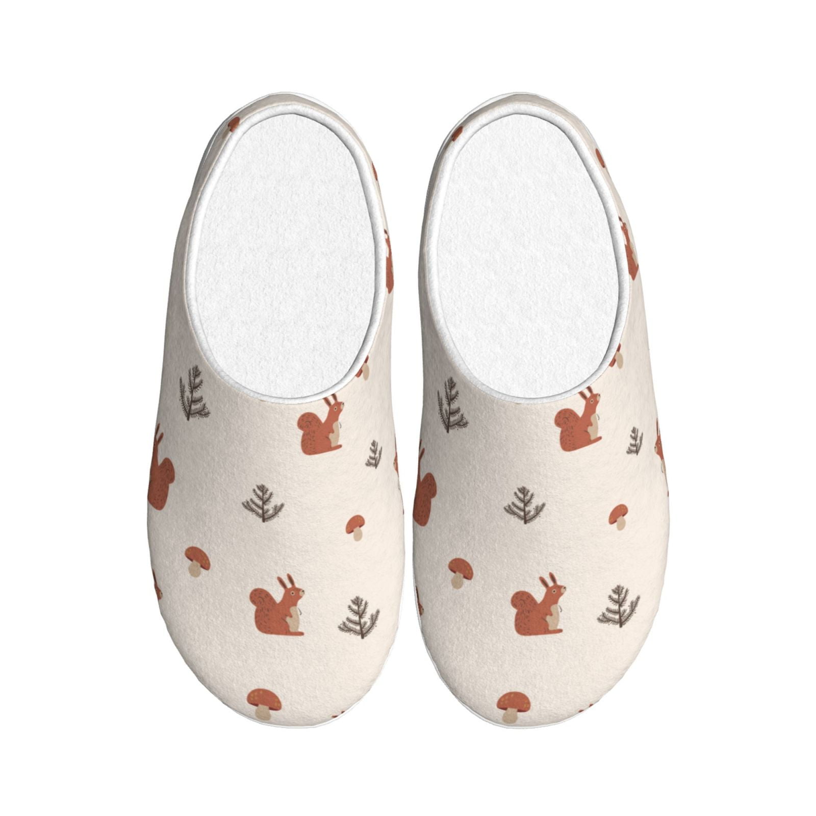 Balery Cute Squirrel Pattern Women's Fuzzy Memory Foam Slippers Fluffy ...