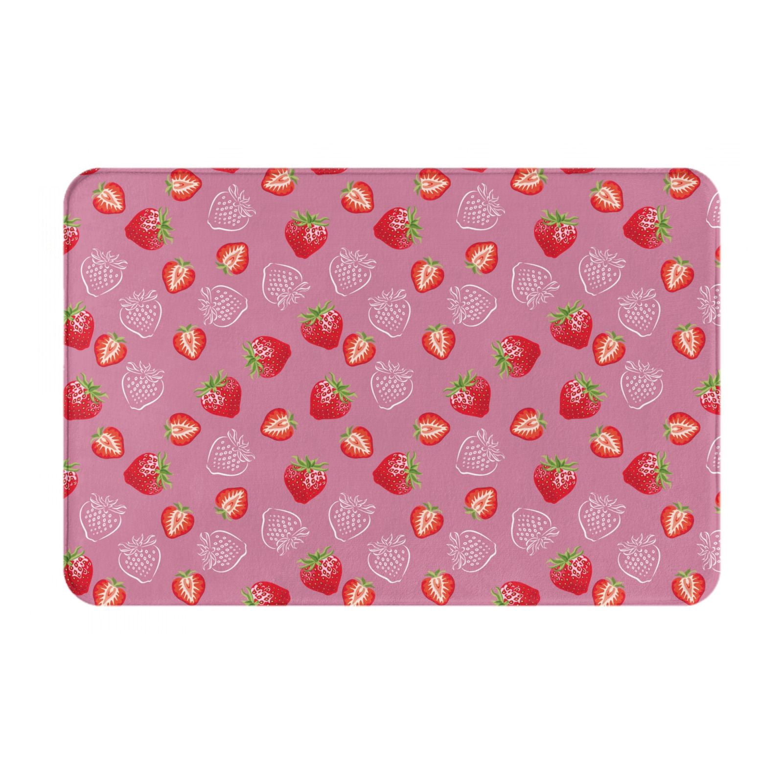 Balery Cute Strawberry Doormat, Durable Flannel Fabric, Waterproof ...