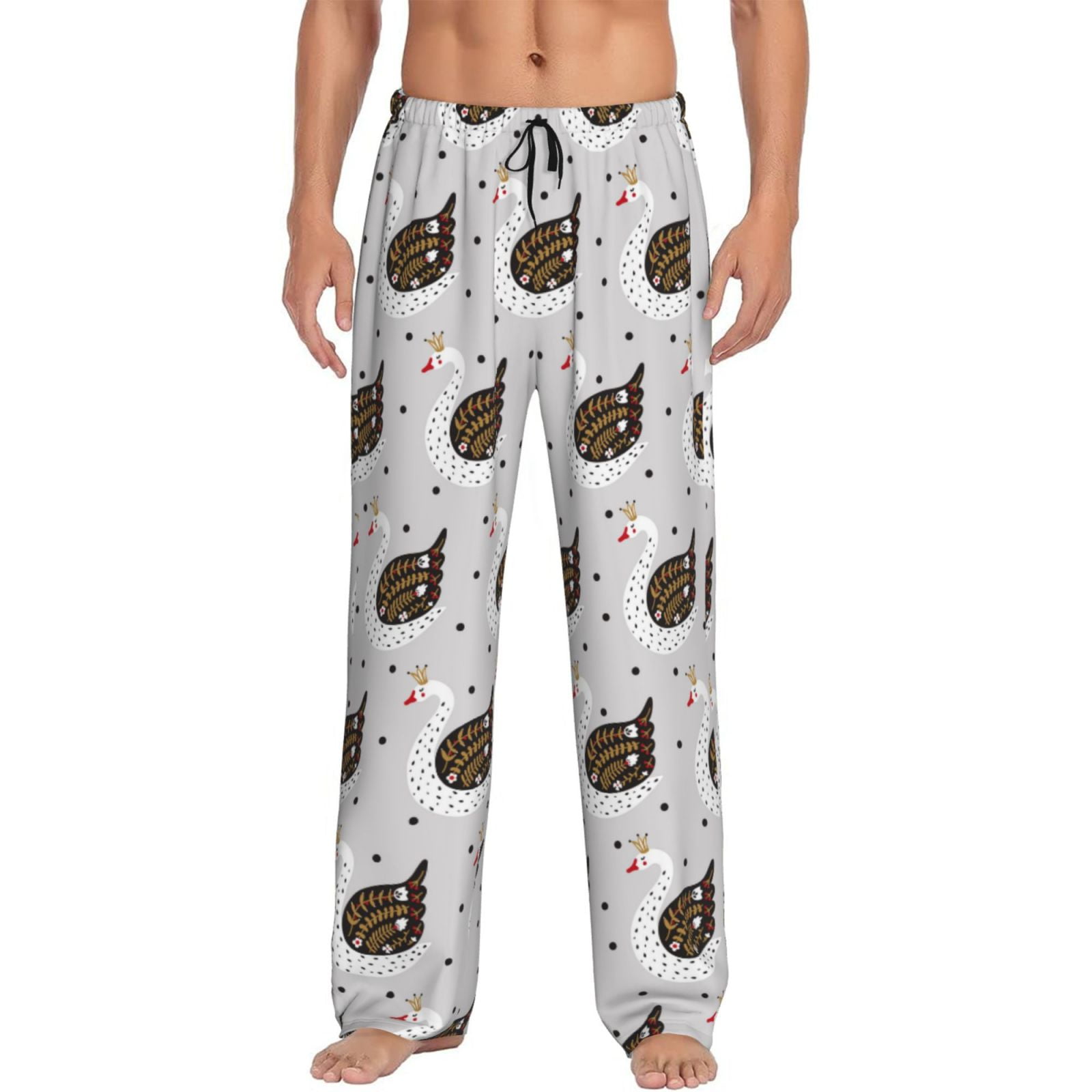 Balery Cute Swan print Men's Pajama Pants,Ultra Lightweight Pjs,Lounge ...
