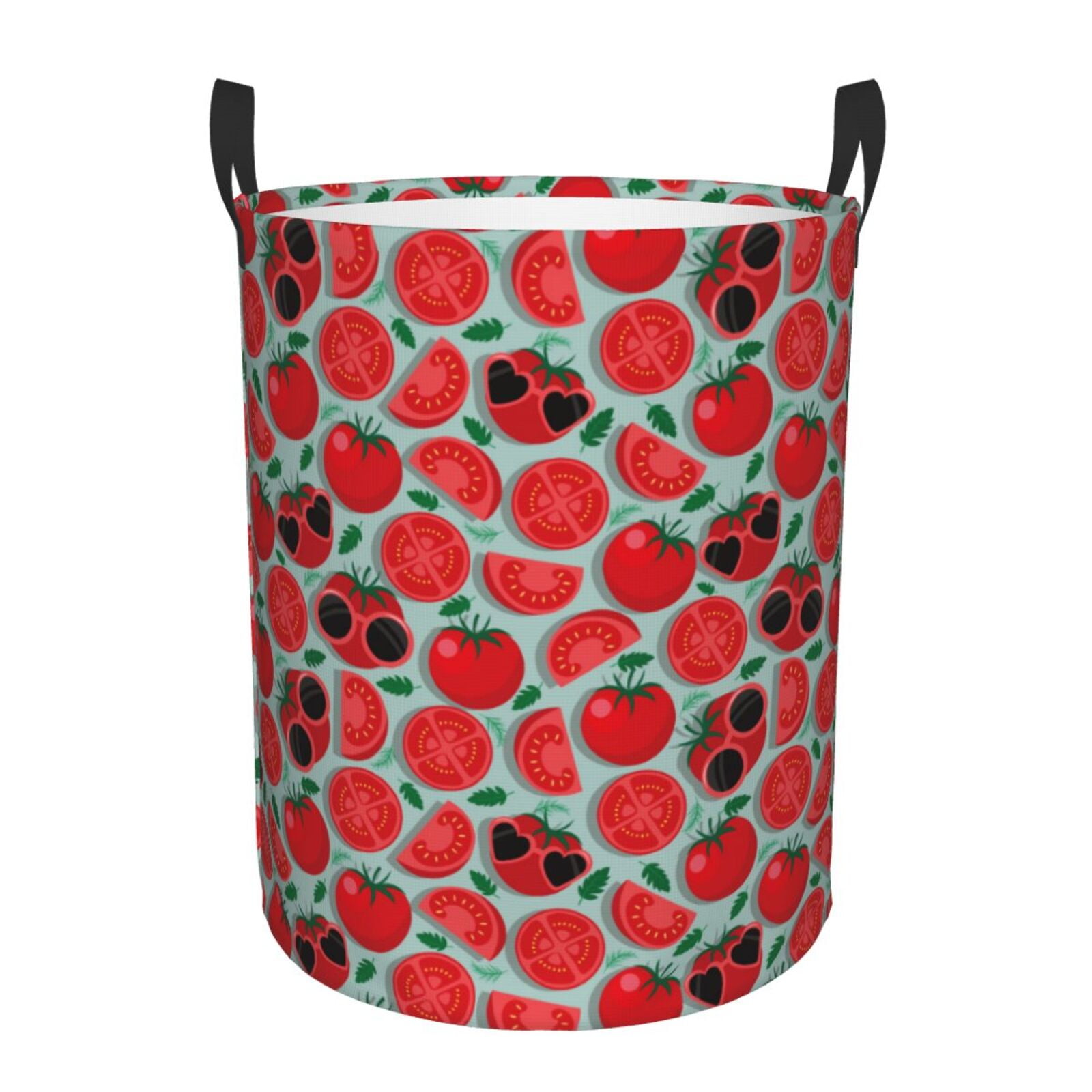 Balery Cute Tomato Round Laundry Basket with Handles Waterproof ...