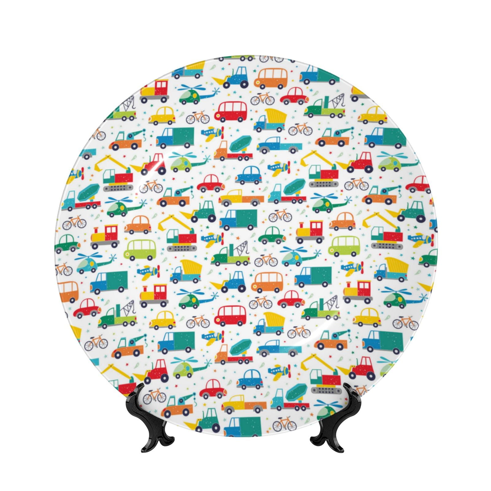 Balery Cute Transport Print Bone China Decorative Plate Ceramic Dinner ...