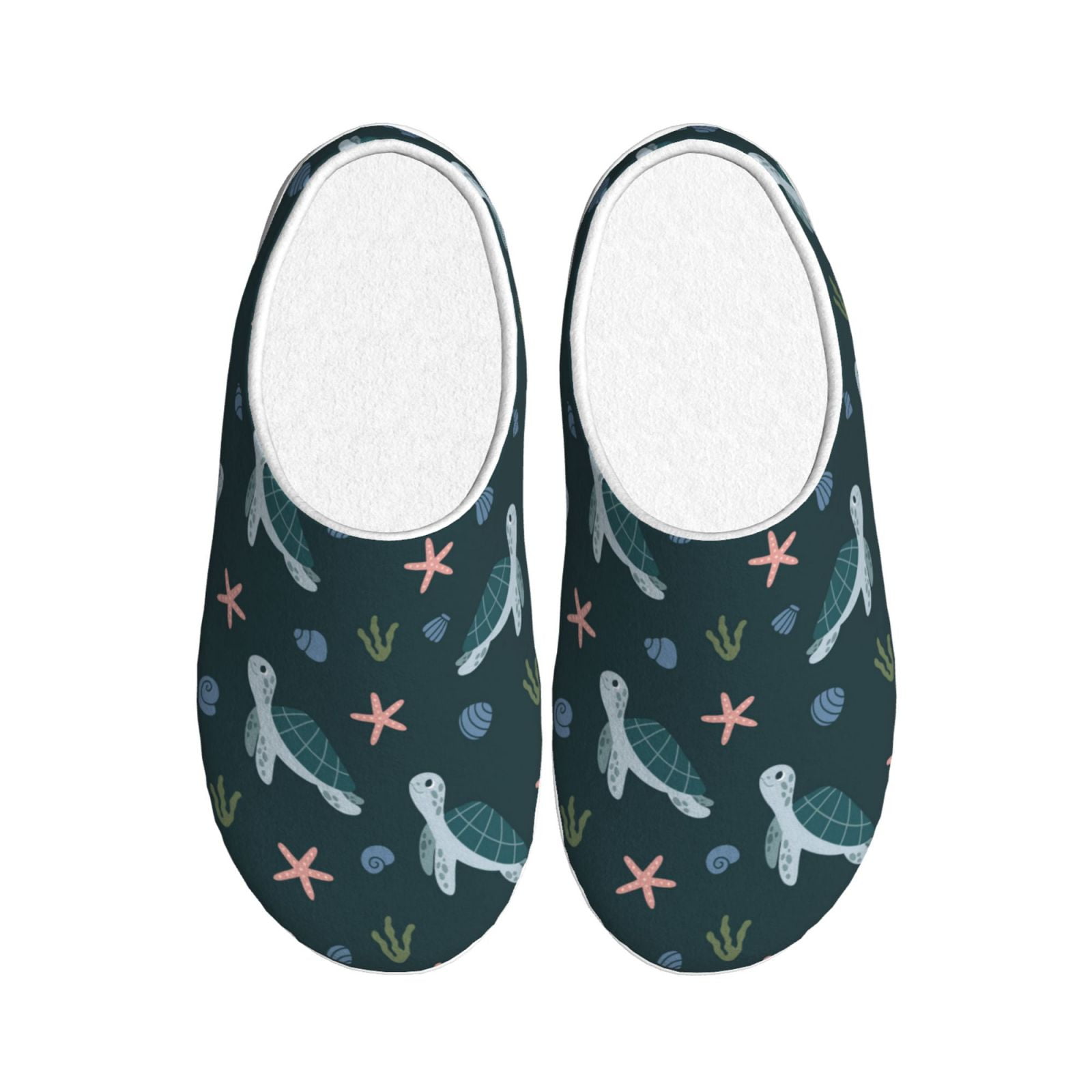 Balery Cute Turtle Pattern Women's Fuzzy Memory Foam Slippers Fluffy ...