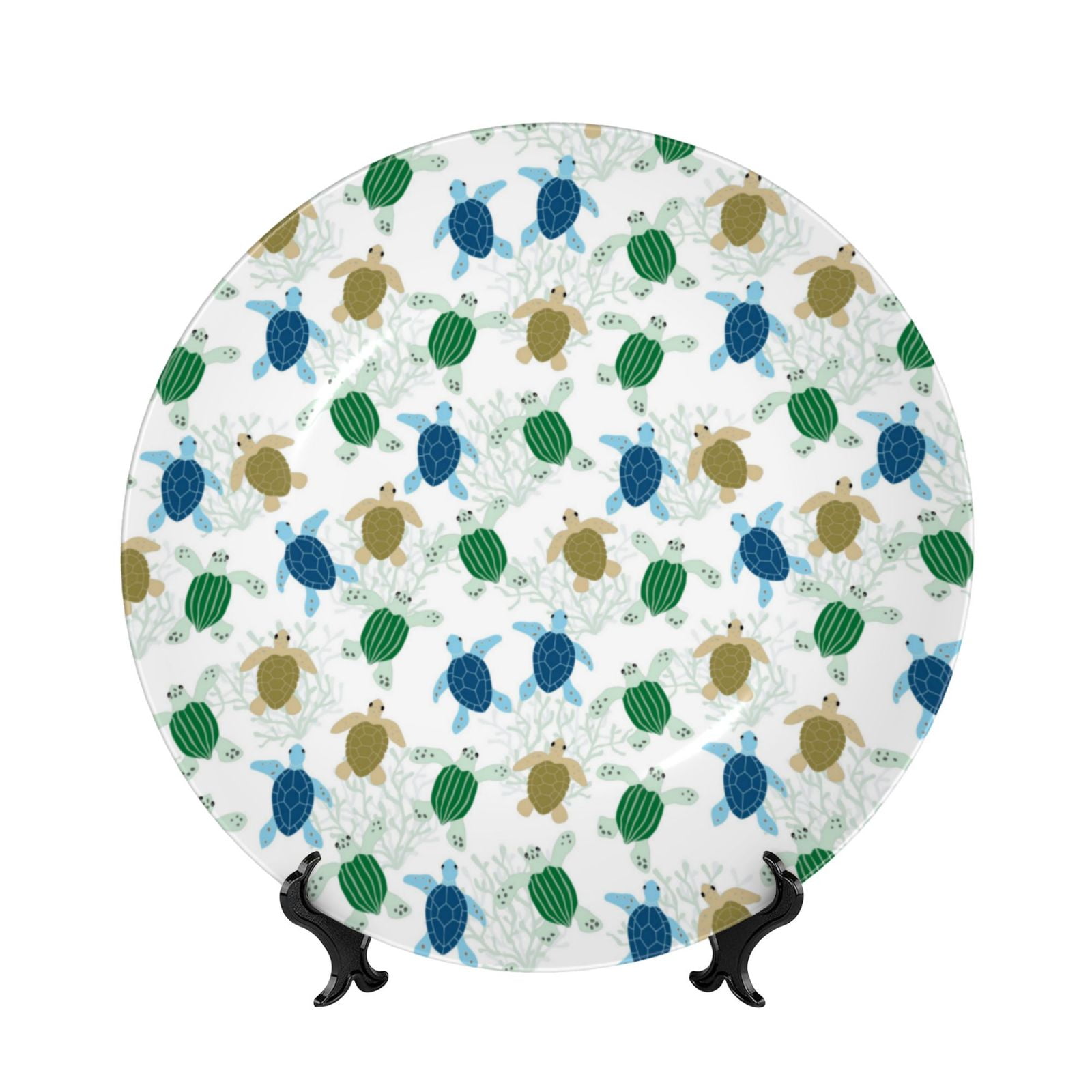 Balery Cute Turtle Print Bone China Decorative Plate Ceramic Dinner ...
