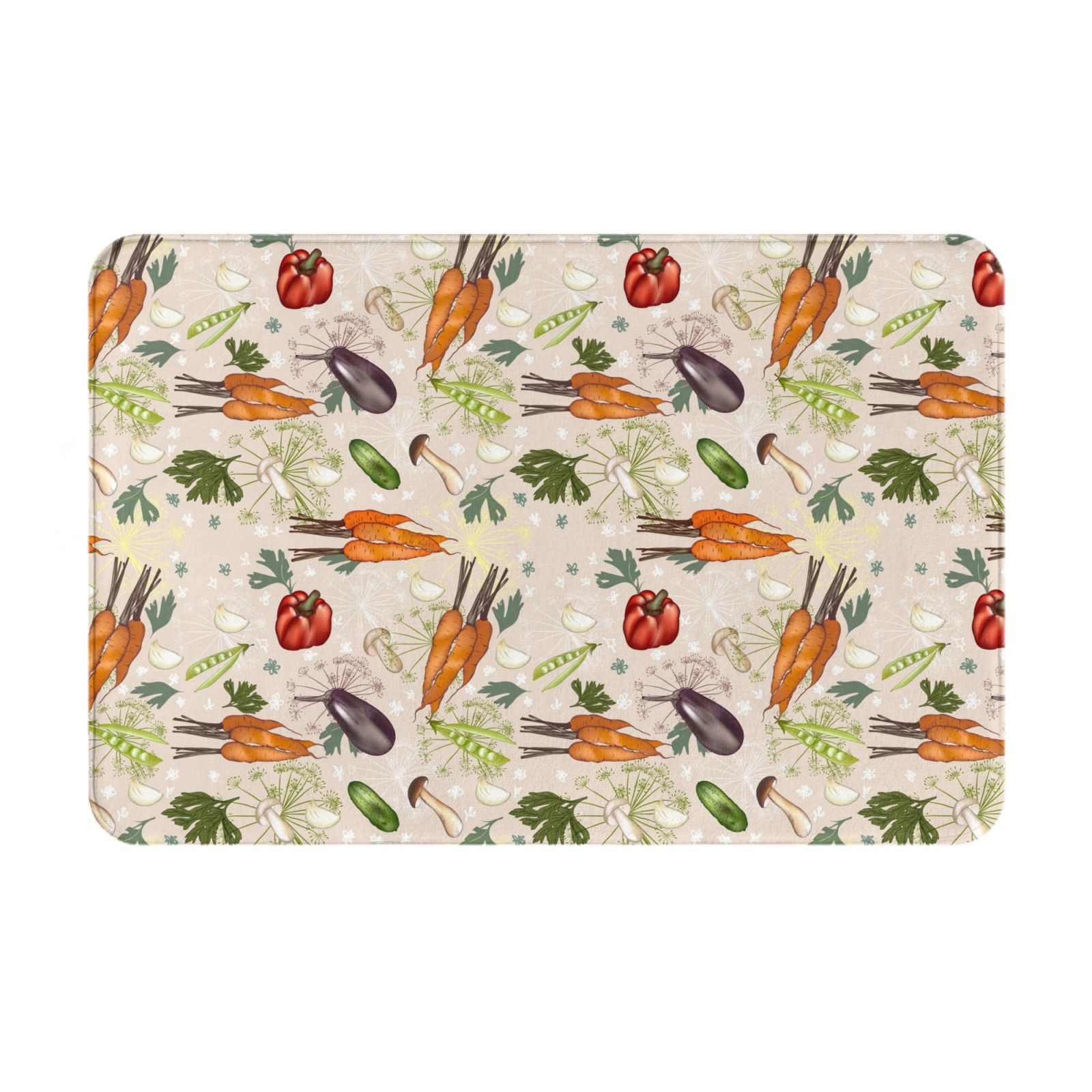 Balery Cute Vegetables Doormat, Durable Flannel Fabric, Waterproof ...