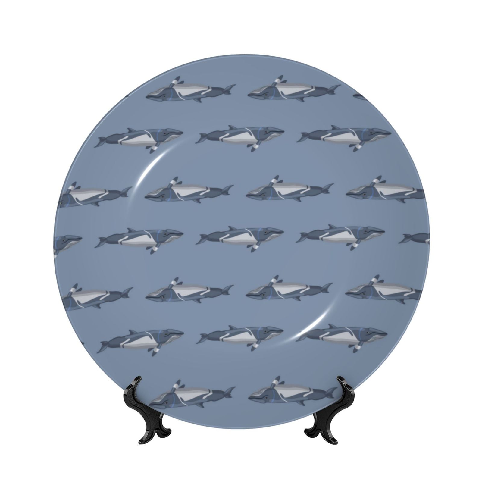 Balery Cute Whale Print Bone China Decorative Plate Ceramic Dinner ...