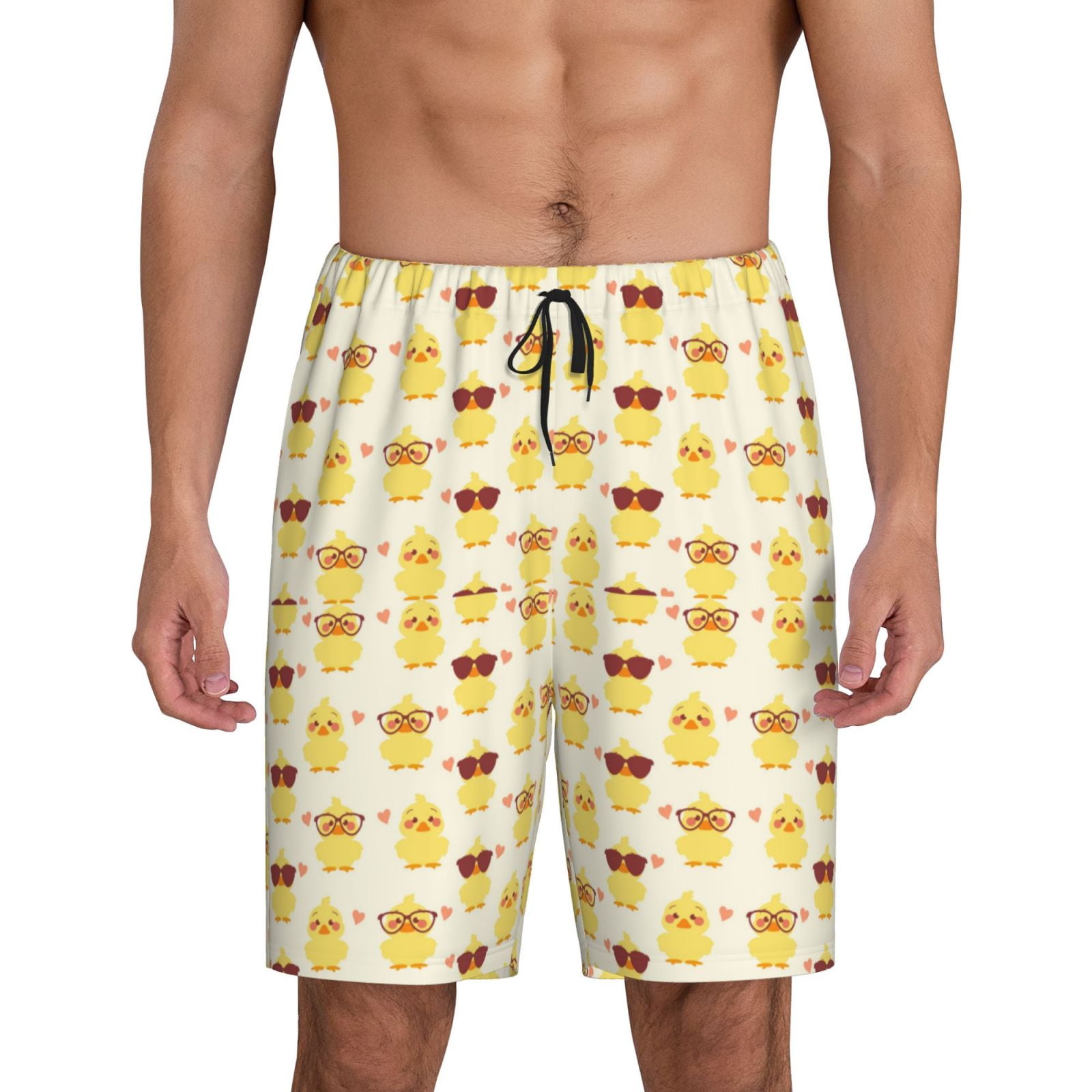 Balery Cute Yellow Duck Men's Cotton Knit Pajama Shorts Waistband ...