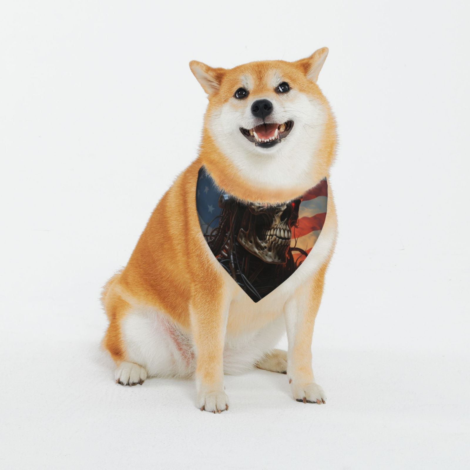 Balery Cyberpunk Skull American Flag Pattern Pet Scarf for Dogs and ...