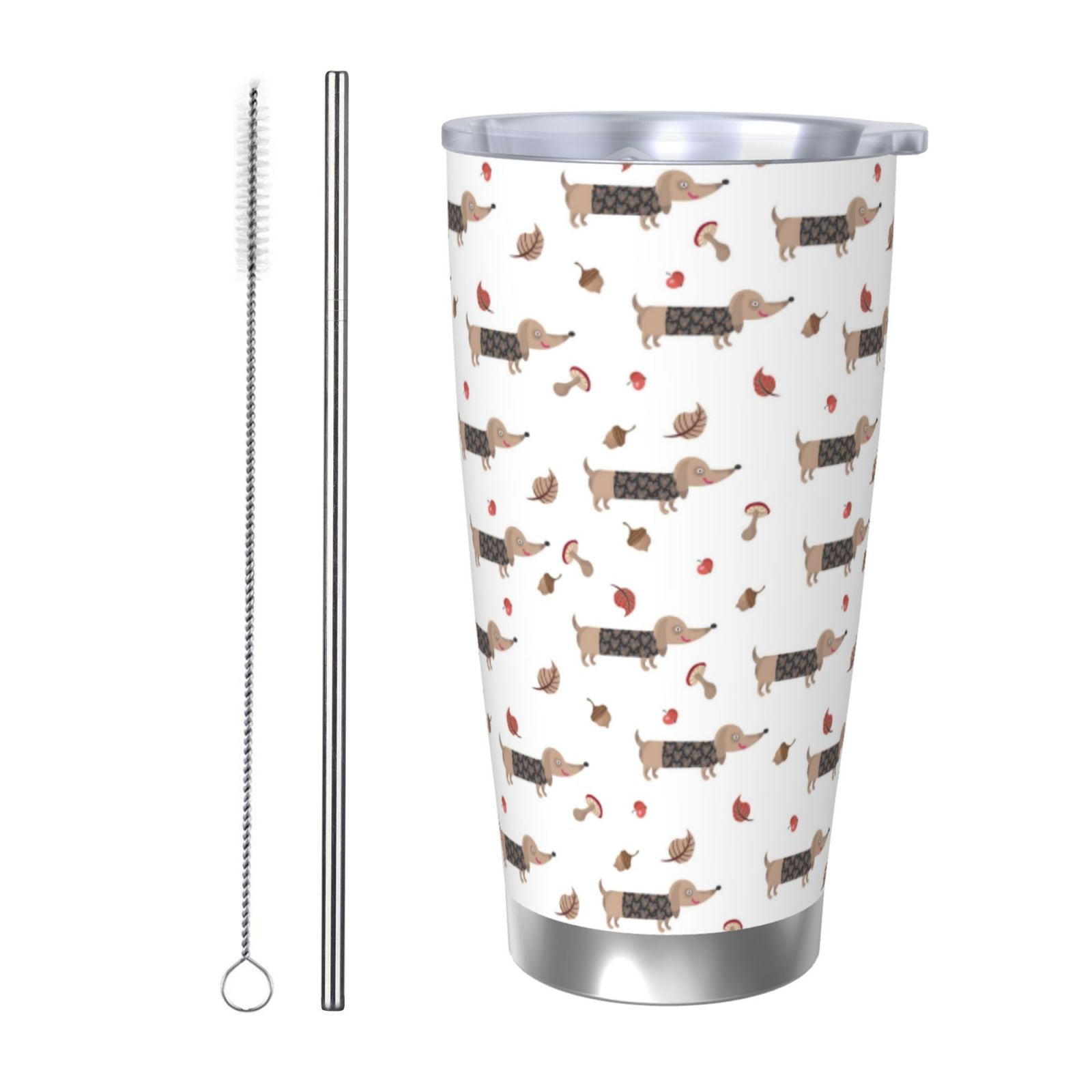 Balery Dachshund Dog Pattern 20oz Insulated Car Cup with Dual Drink ...