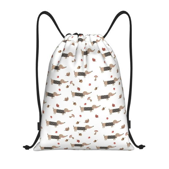 Balery Dachshund Dog Pattern Drawstring Backpack Bag Sport Gym Sackpack ...