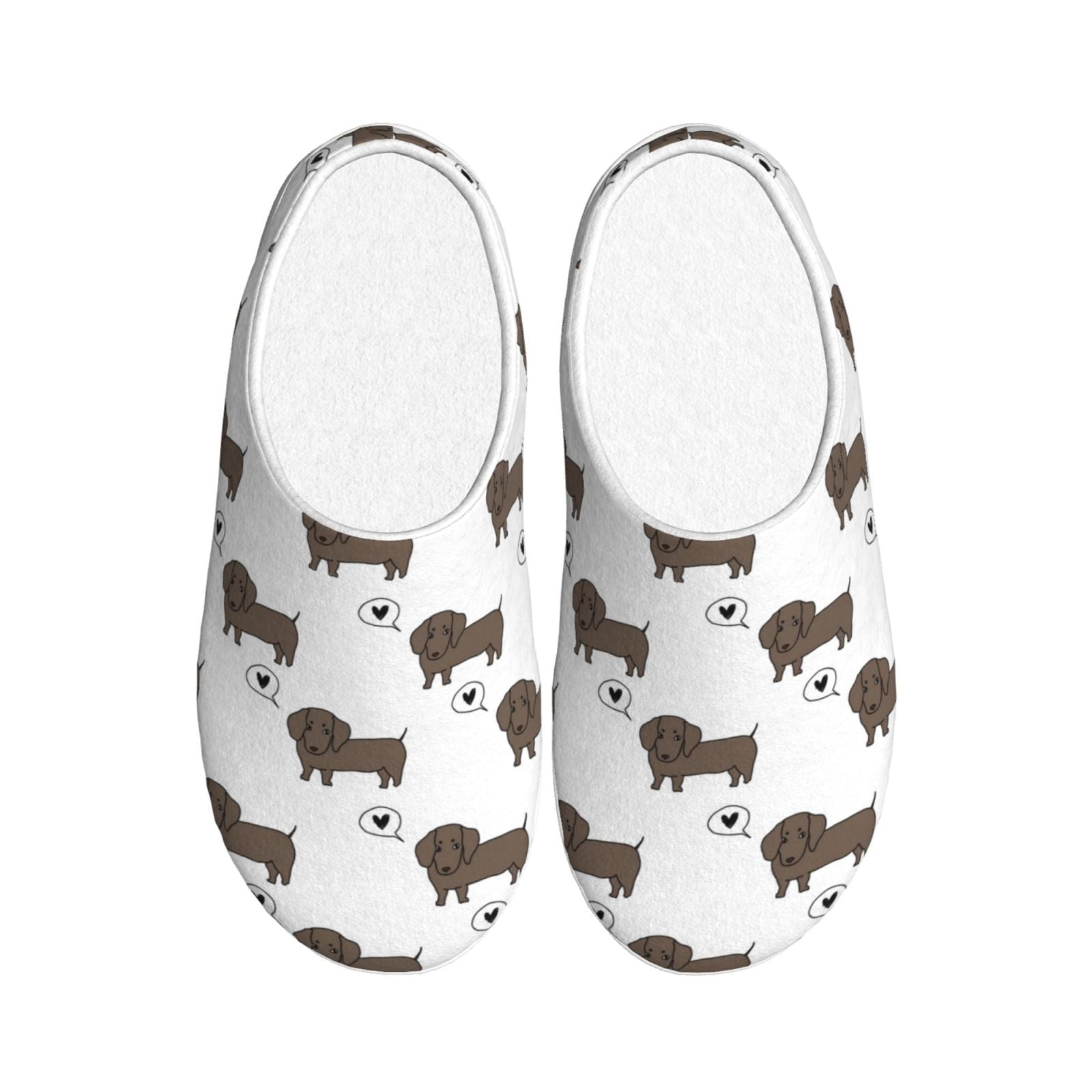 Balery Dachshund Dog Pattern Women's Fuzzy Memory Foam Slippers Fluffy ...