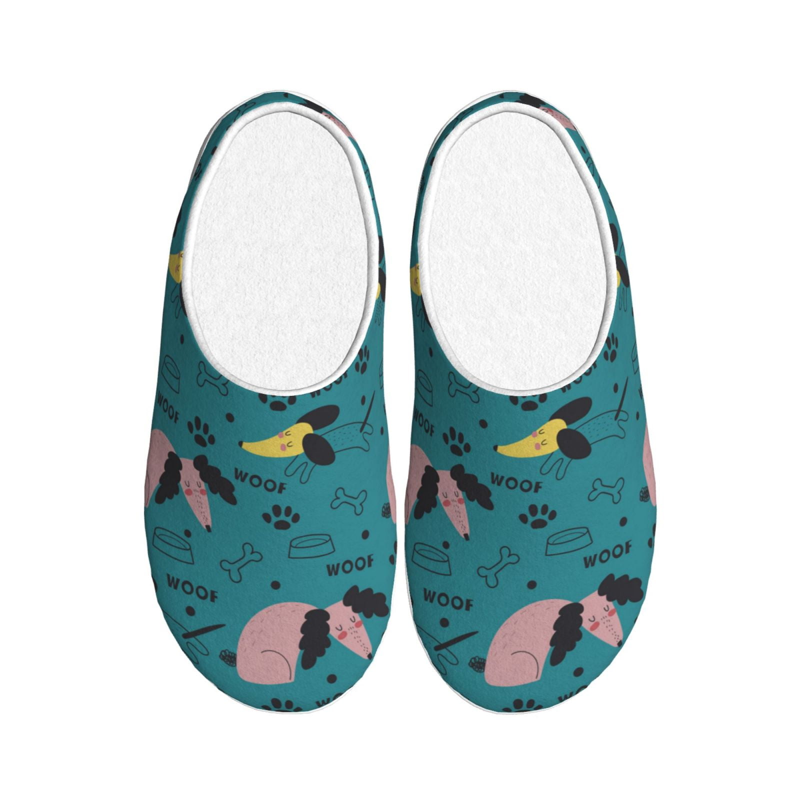 Balery Dachshund Dog Pattern Women's Fuzzy Memory Foam Slippers Fluffy ...