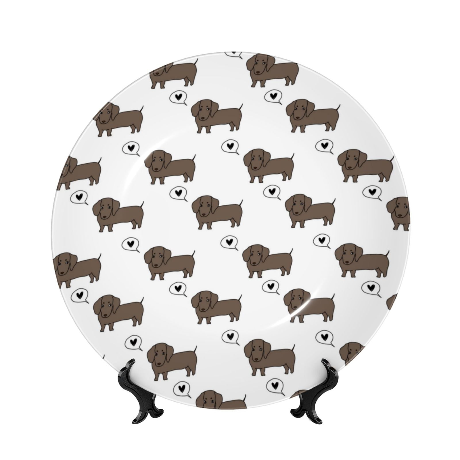 Balery Dachshund Dog Print Bone China Decorative Plate Ceramic Dinner ...