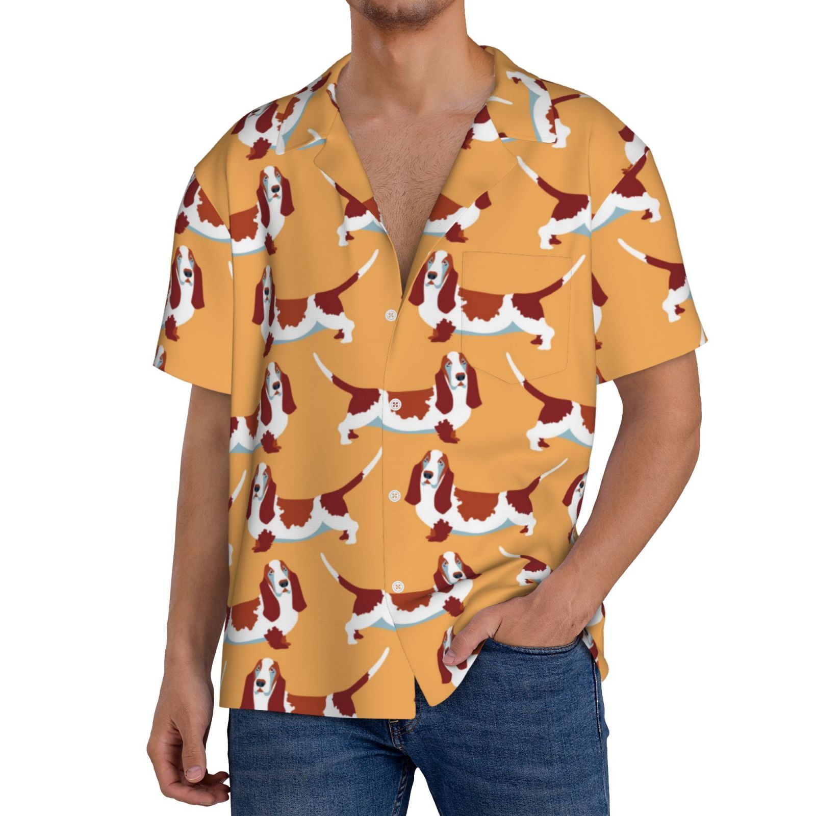 Balery Dachshund Dog Puppy Men's Casual Button Down Shirt Short Sleeve ...