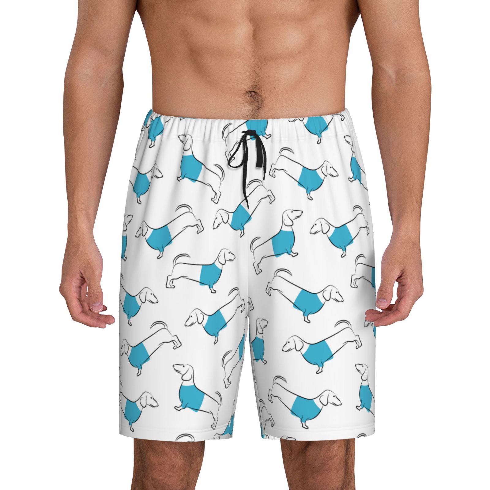 Balery Dachshund Dog Puppy Men's Cotton Knit Pajama Shorts Waistband ...