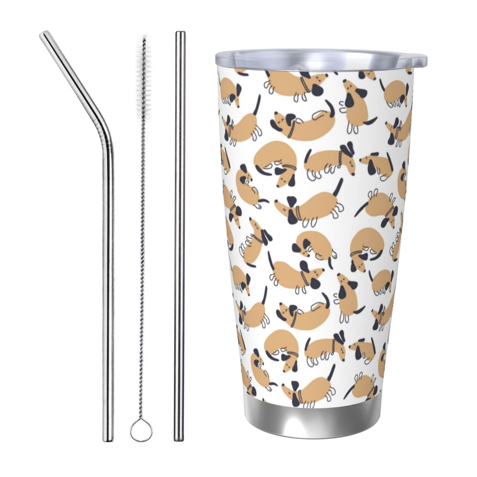 Balery Dachshund Dog Puppy Pattern 20oz Insulated Car Cup with Dual ...