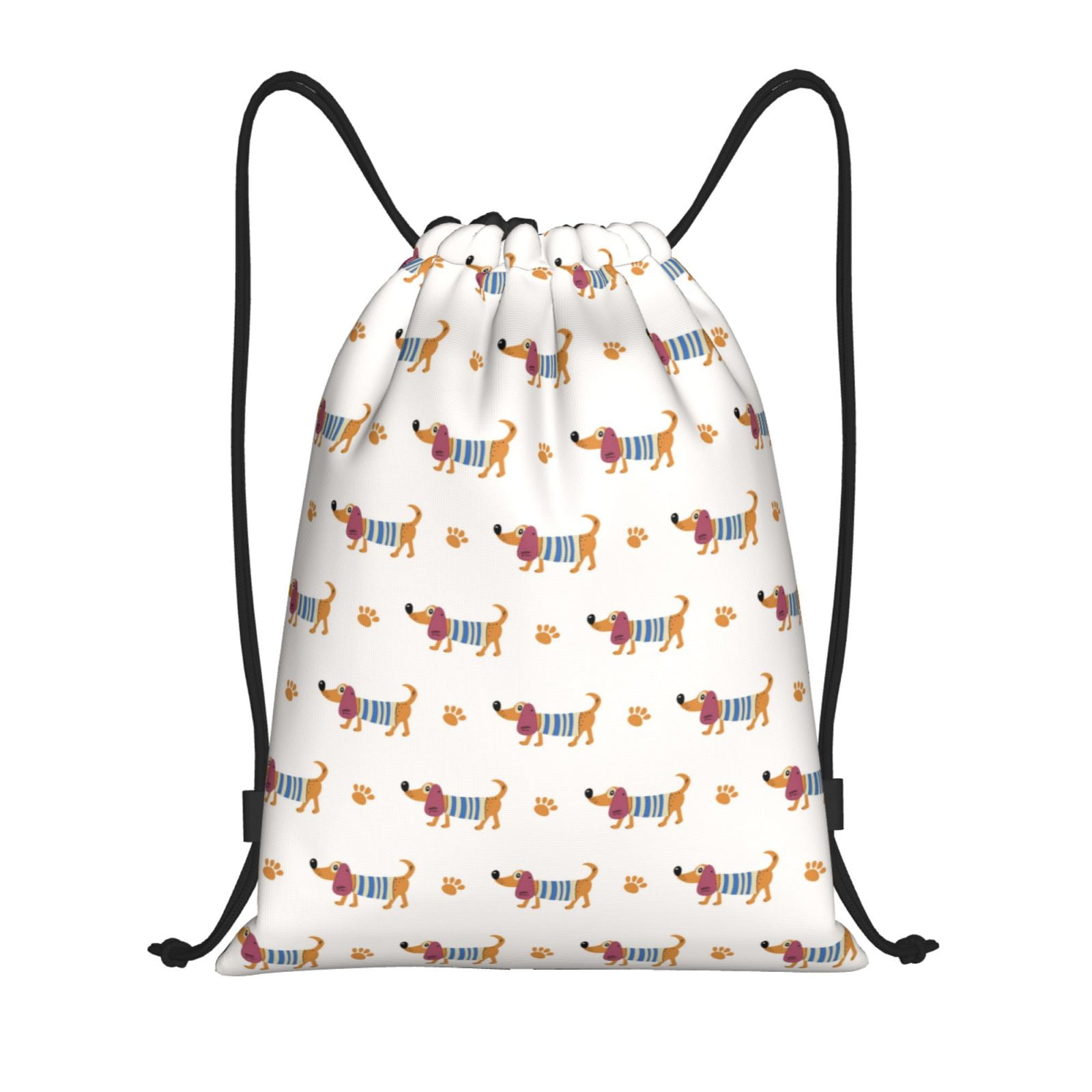Balery Dachshund Dog Puppy Pattern Drawstring Backpack Bag Sport Gym ...