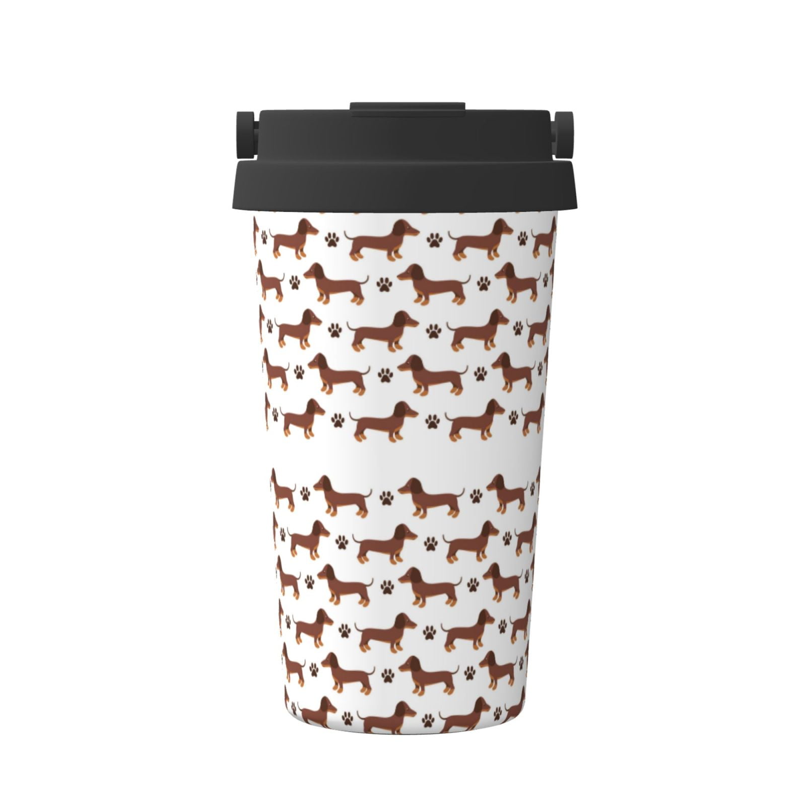 Balery Dachshund Dog Puppy Pattern Insulated Coffee Travel Mug ...