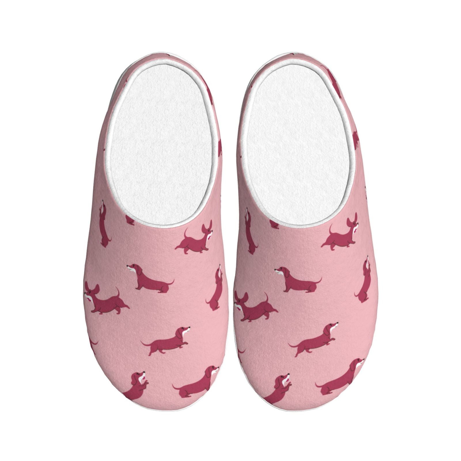 Balery Dachshund Dog Puppy Pattern Women's Fuzzy Memory Foam Slippers ...