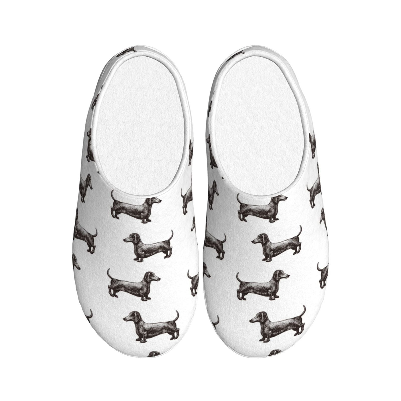 Balery Dachshund Dog Puppy Pattern Women's Fuzzy Memory Foam Slippers ...