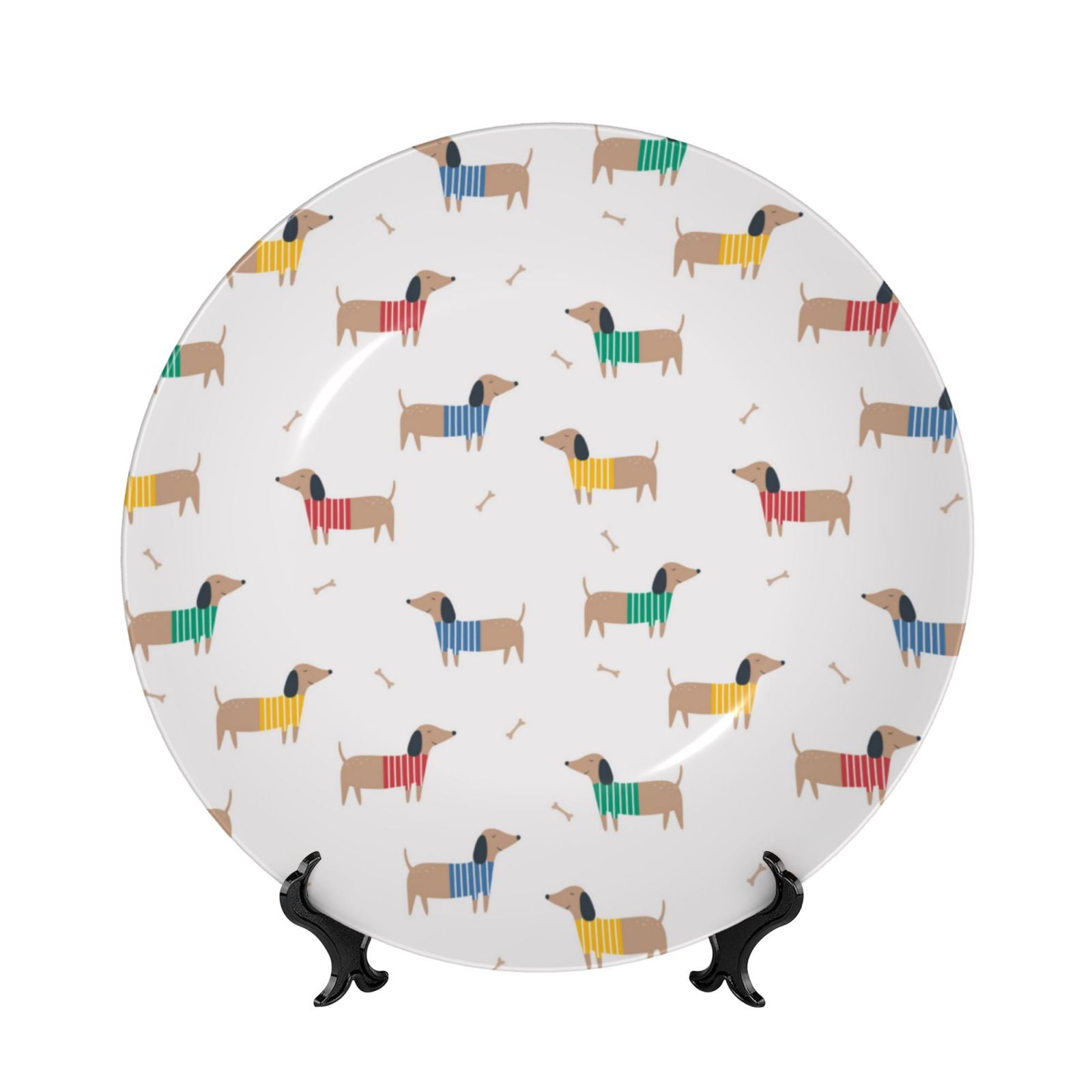 Balery Dachshund Dog Puppy Print Bone China Decorative Plate Ceramic ...