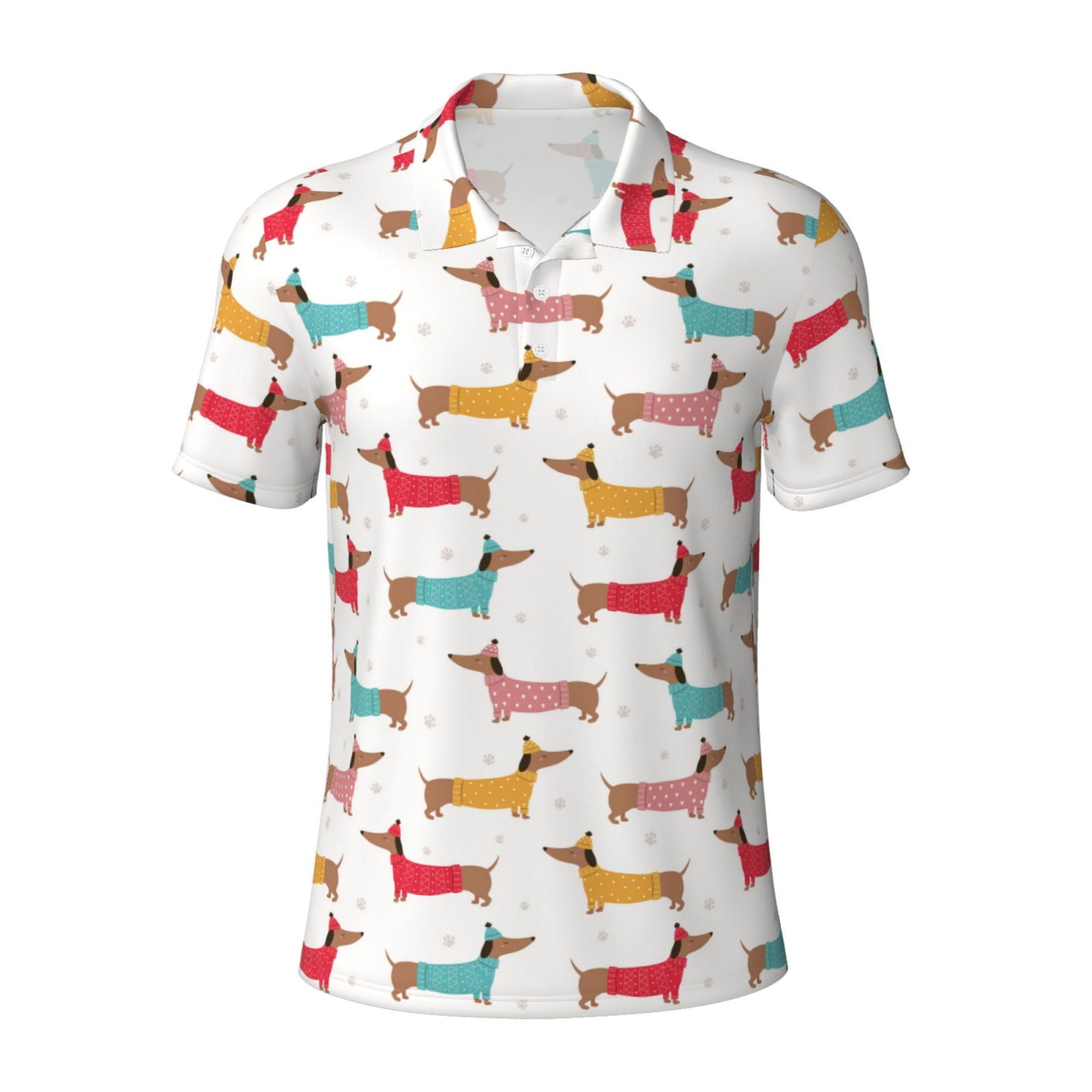 Balery Dachshund Dog Puppy Printed Men’s Short Sleeve Polo Shirt ...