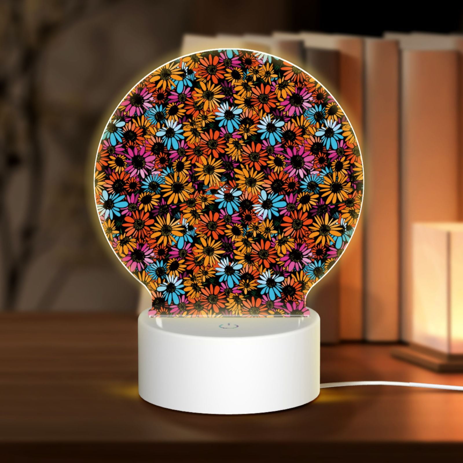 Balery Daisies Flowers Pattern Acrylic Night Light Gift with 3 Color ...