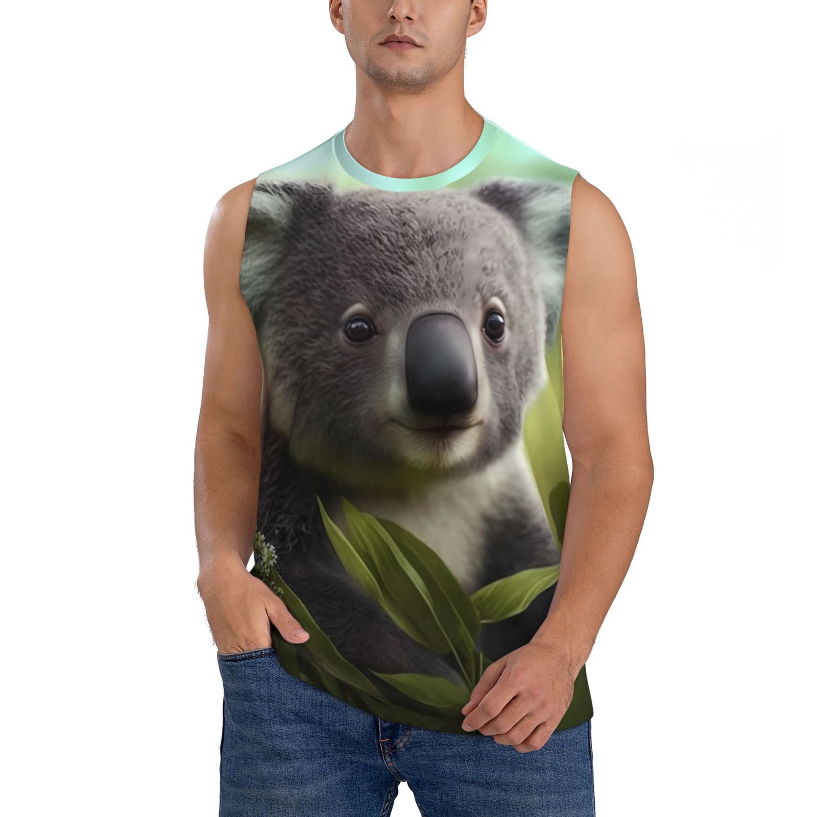 Balery Daisy Koala Men's Sleeveless Muscle Shirts Workout Tank Top ...