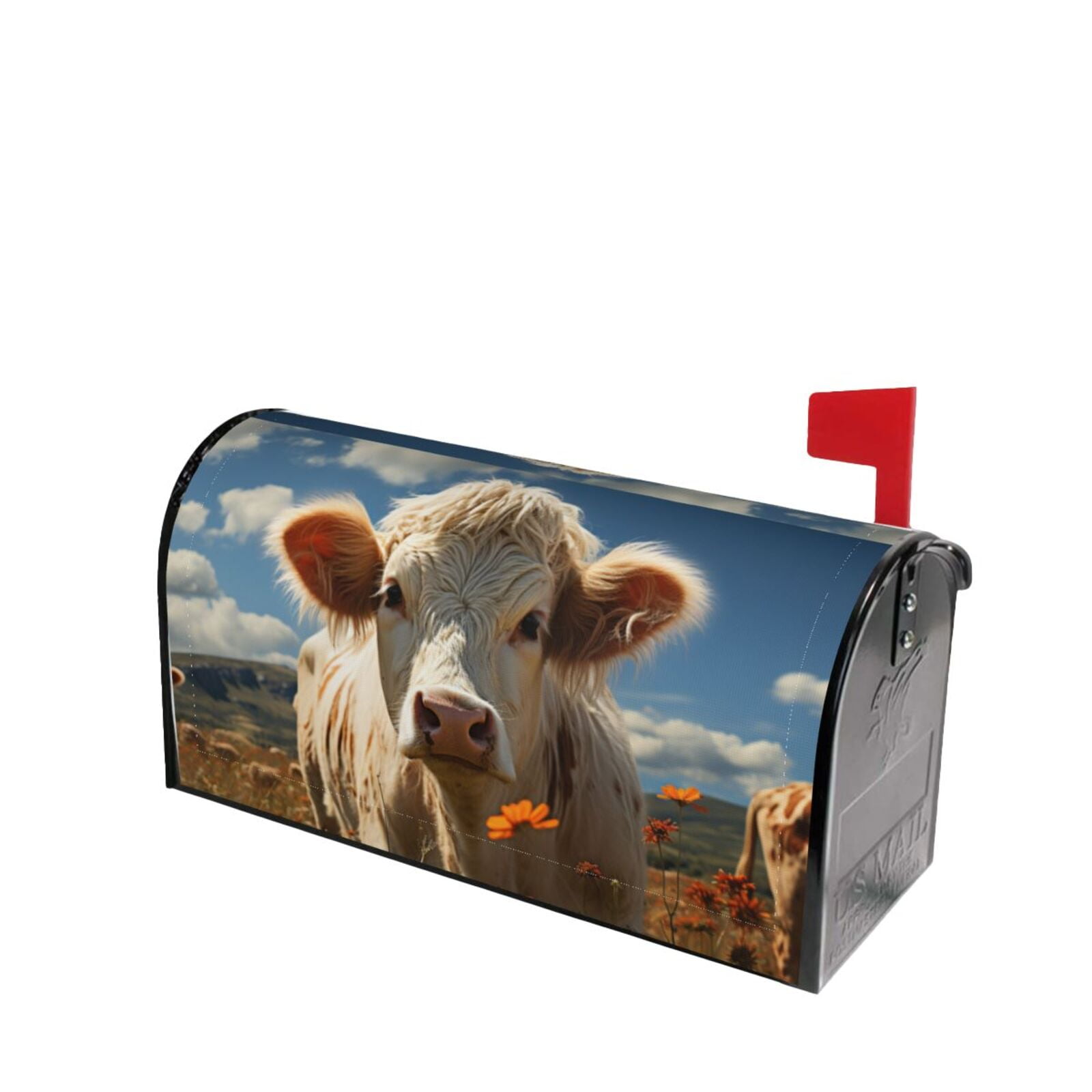 Balery Daisy Meadow Cow Mailbox Cover - Standard Size-25.5x21 in ...