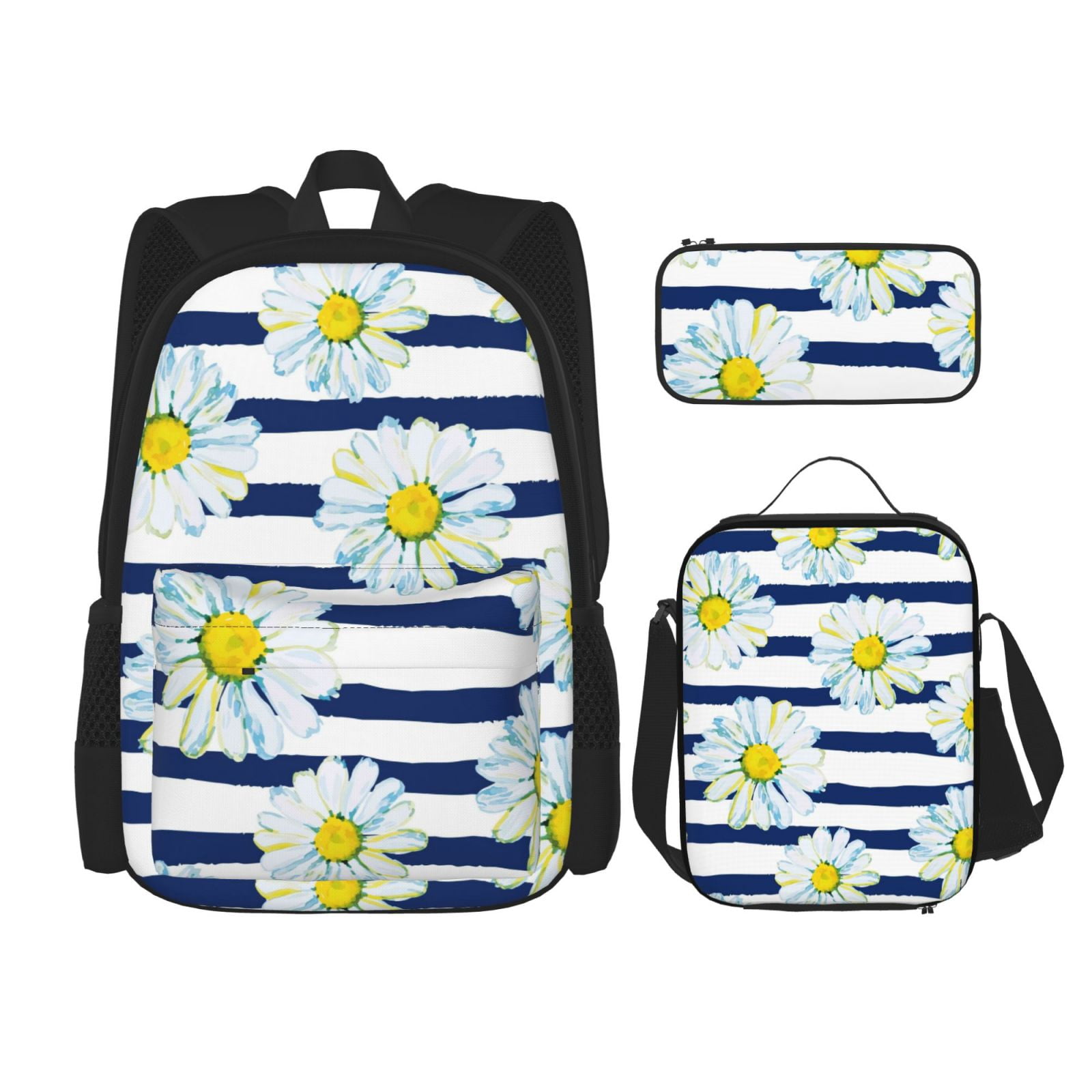 Balery Daisy Striped Nautical 3-in-1 School Bag Set for Kids - Durable ...